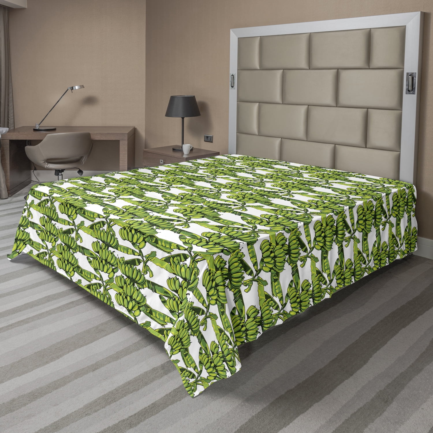 Ambesonne Leaves Flat Sheet, Concept of Banana Leaves, California King ...