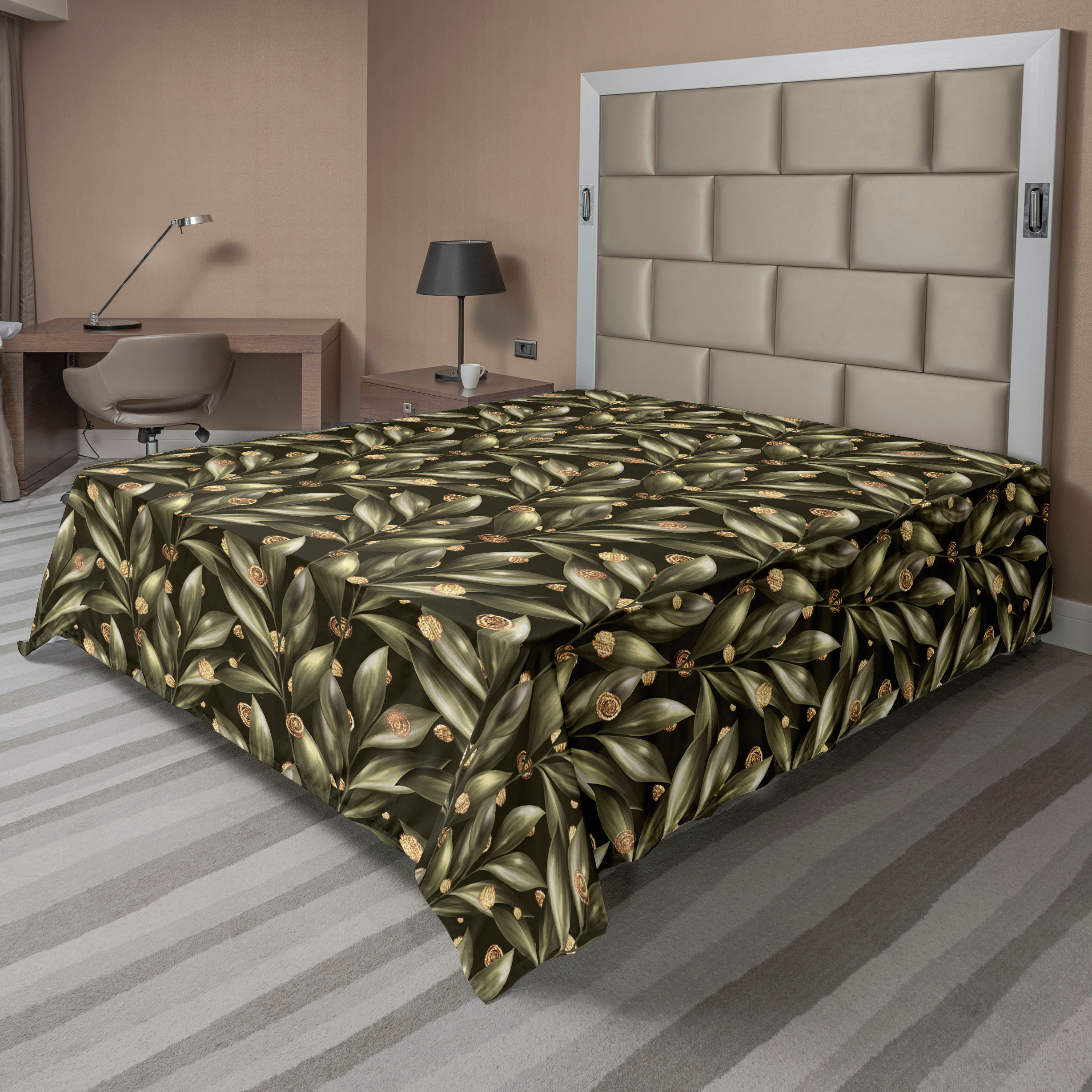 Ambesonne Leaves Greenery Flat Bedding Sheet Soft Top Sheet, Art ...