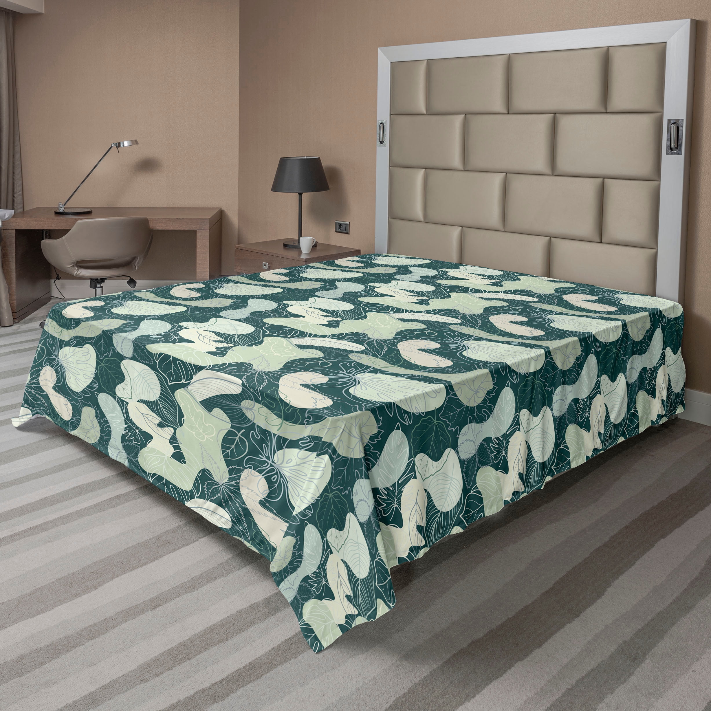 Ambesonne Leaves Greenery Flat Bedding Sheet Soft Top Sheet, Boho ...