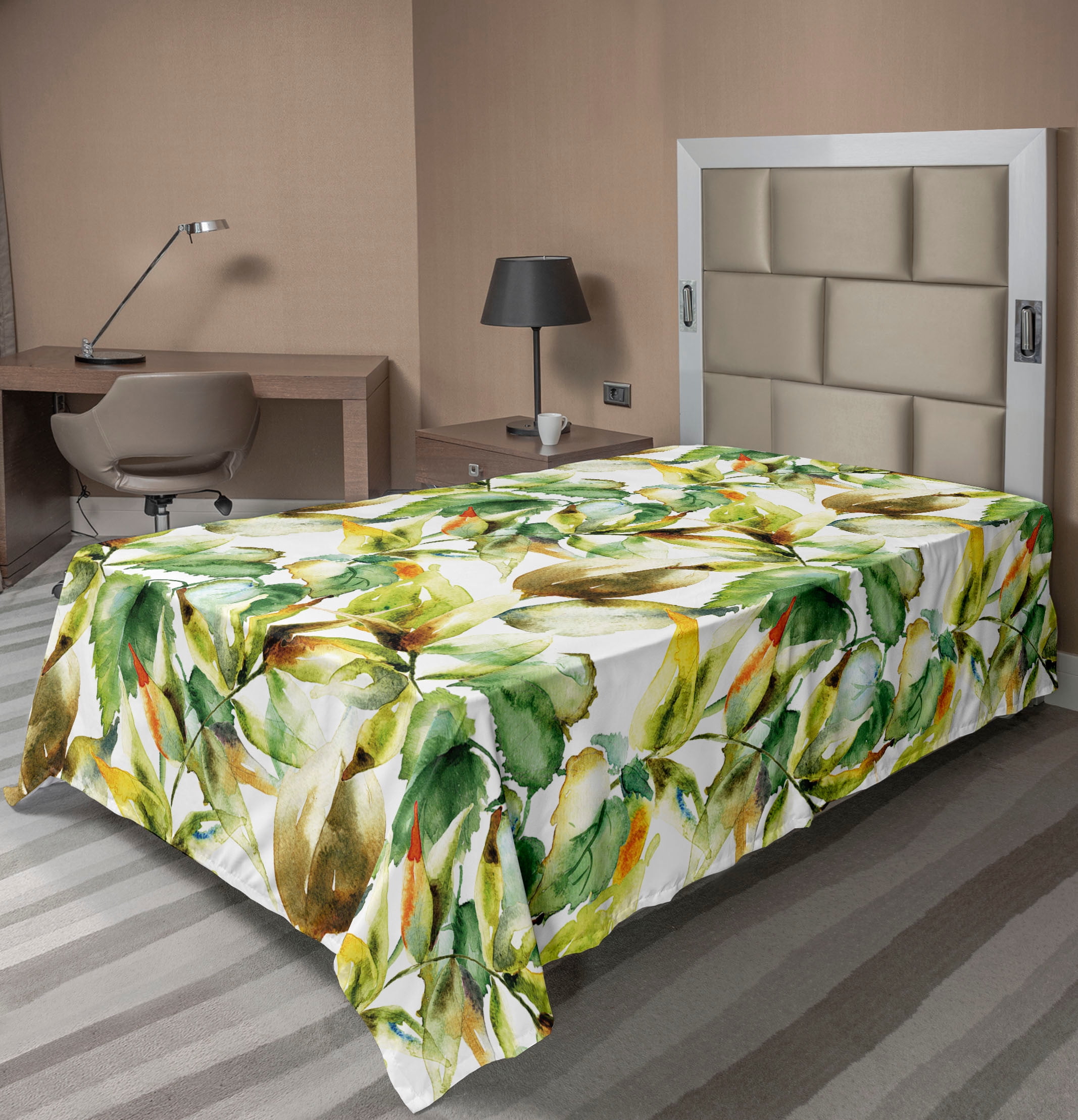Ambesonne Leaves Greenery Flat Bedding Sheet Soft Top Sheet, Botanical ...