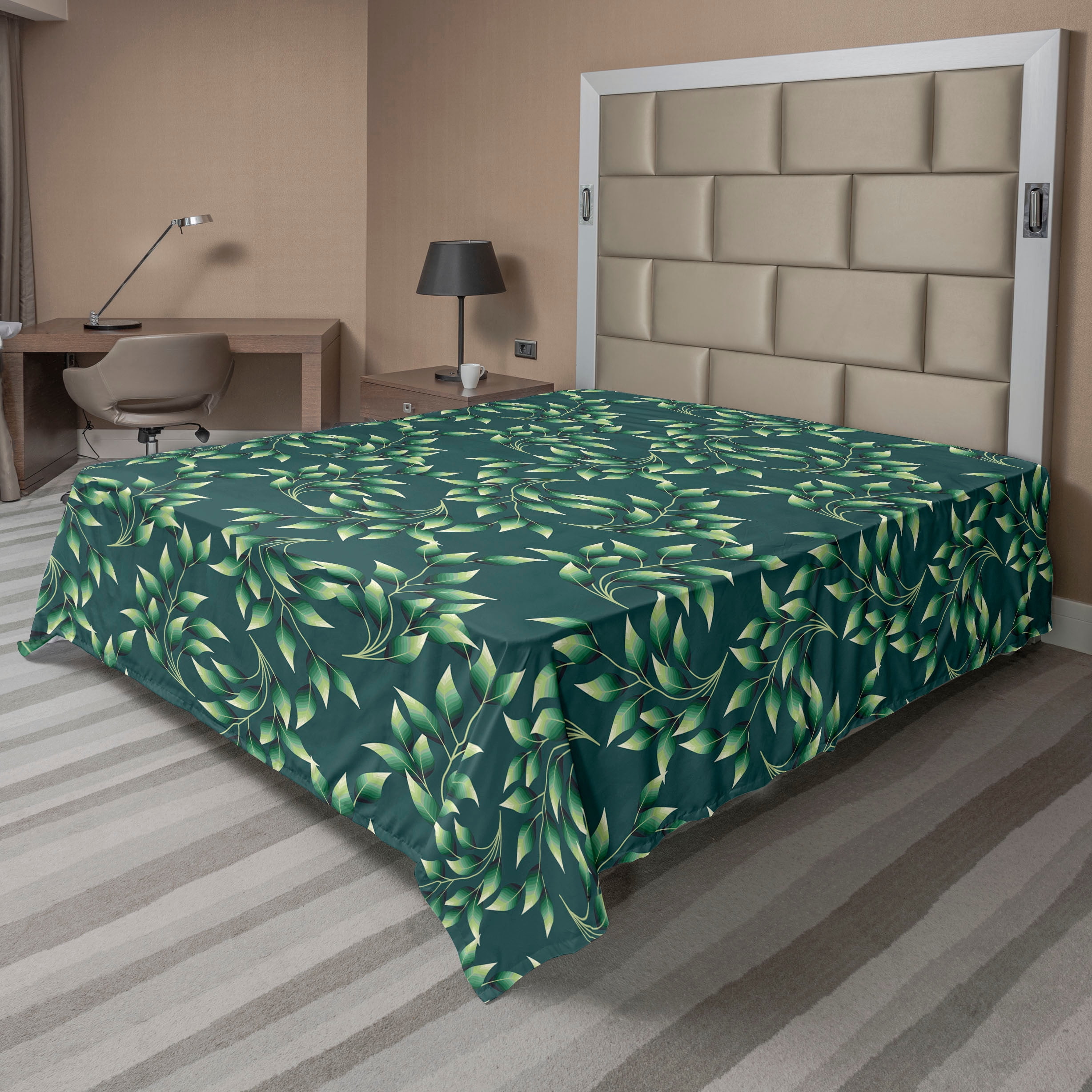 Ambesonne Leaves Greenery Flat Bedding Sheet Soft Top Sheet, Tropical ...
