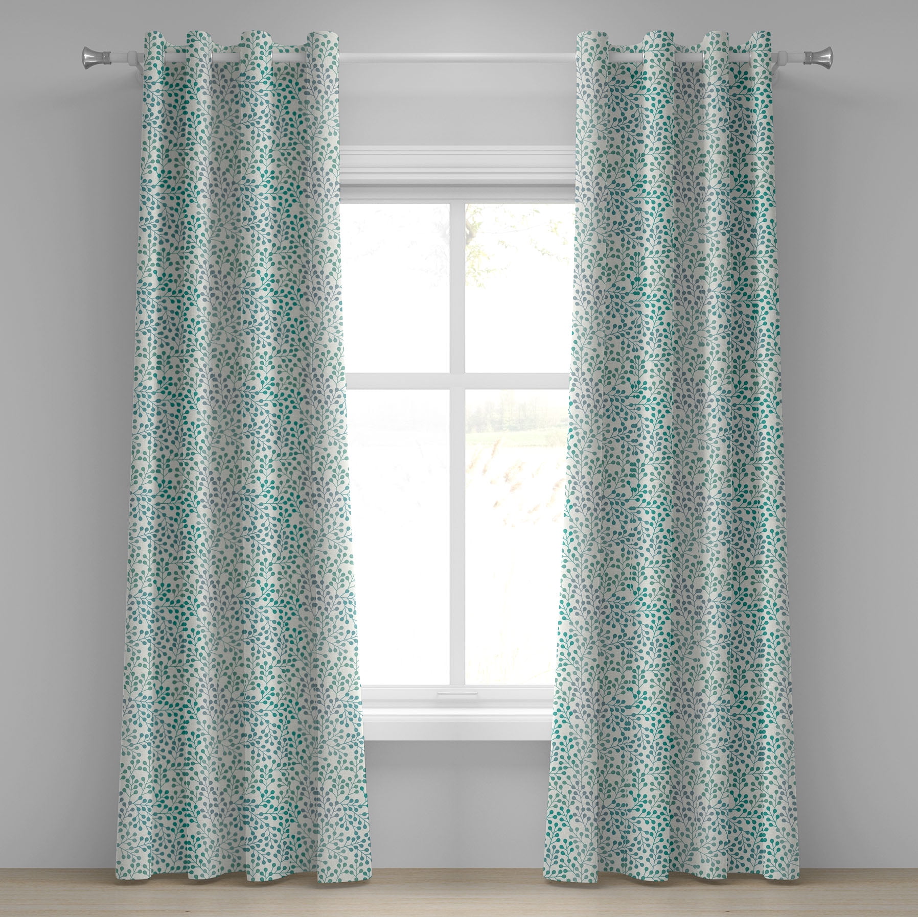 Ambesonne Leaves Grommet Curtain, Flowery Branches Buds, 50" x 84 ...
