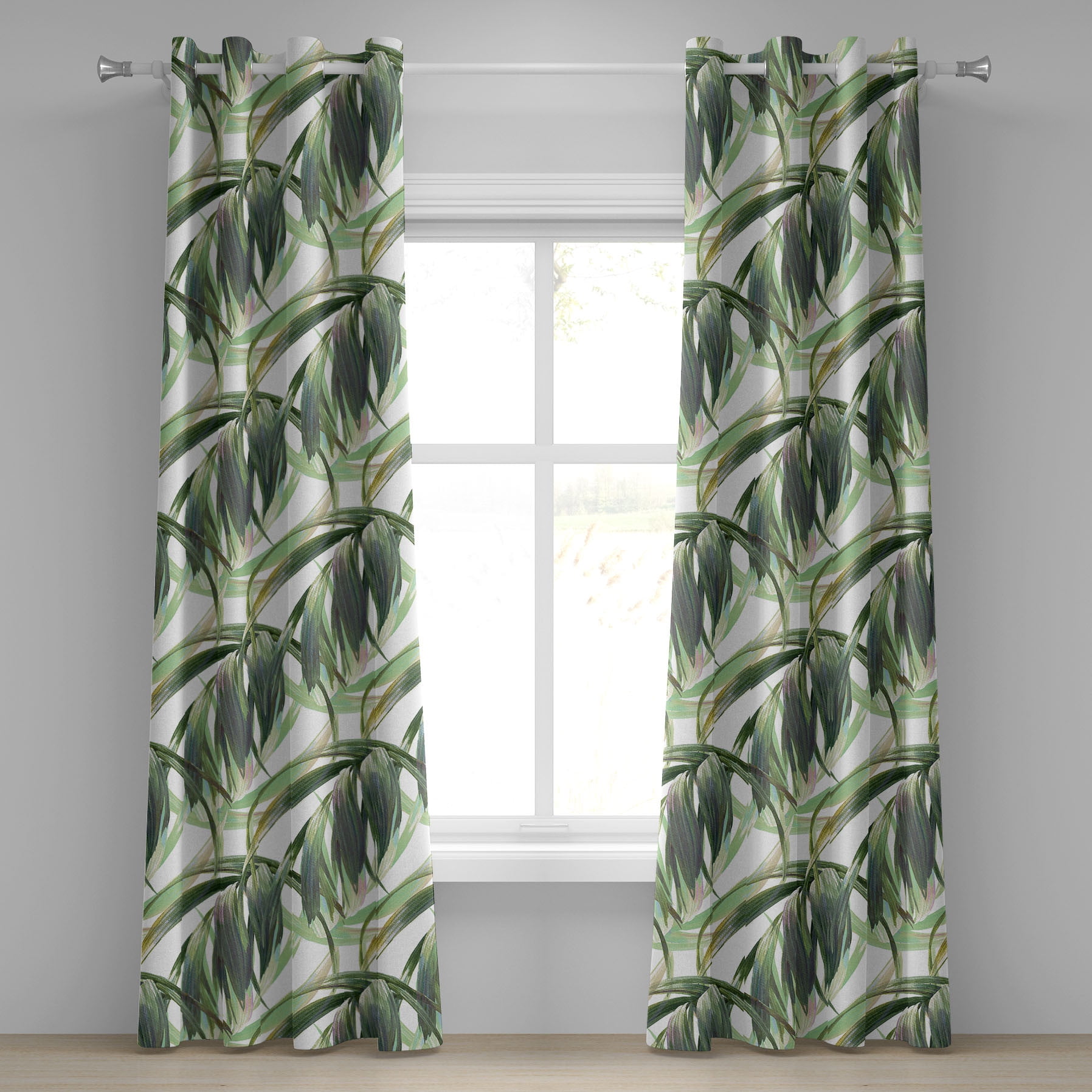 Ambesonne Leaves Grommet Curtain, Tropical Exotic Leaf Modern, 50"x120 ...