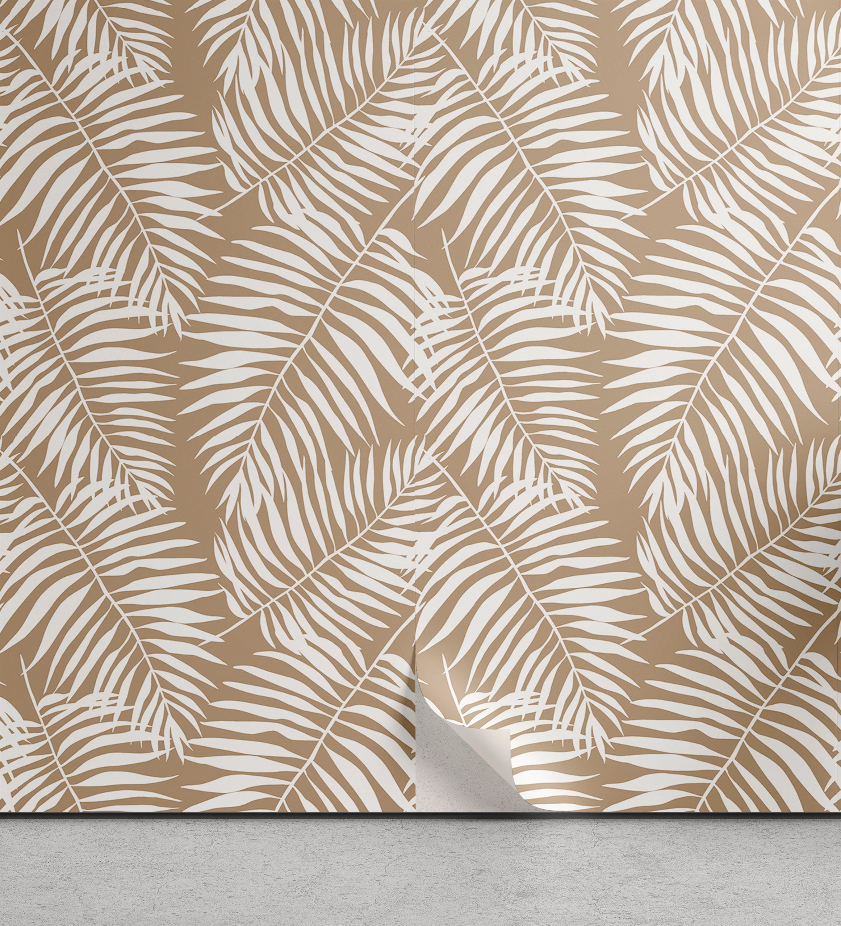 Ambesonne Leaves Peel & Stick Wallpaper for Home, Pale Brown Aloha Leaf ...
