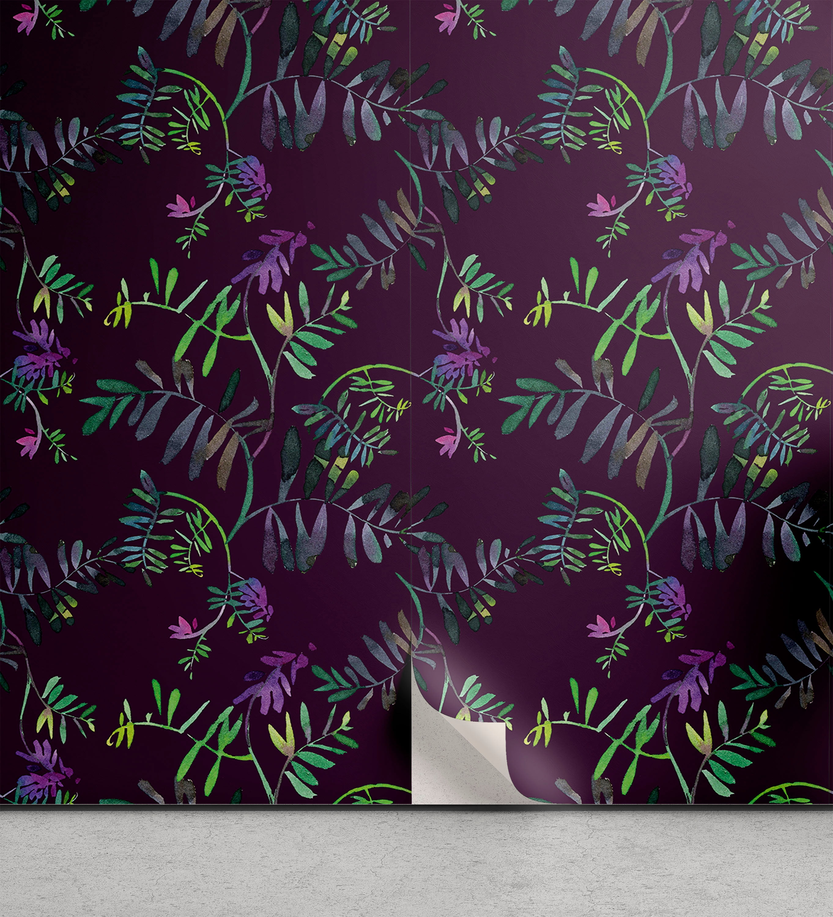Ambesonne Leaves Peel & Stick Wallpaper for Home, Watercolor Modern ...
