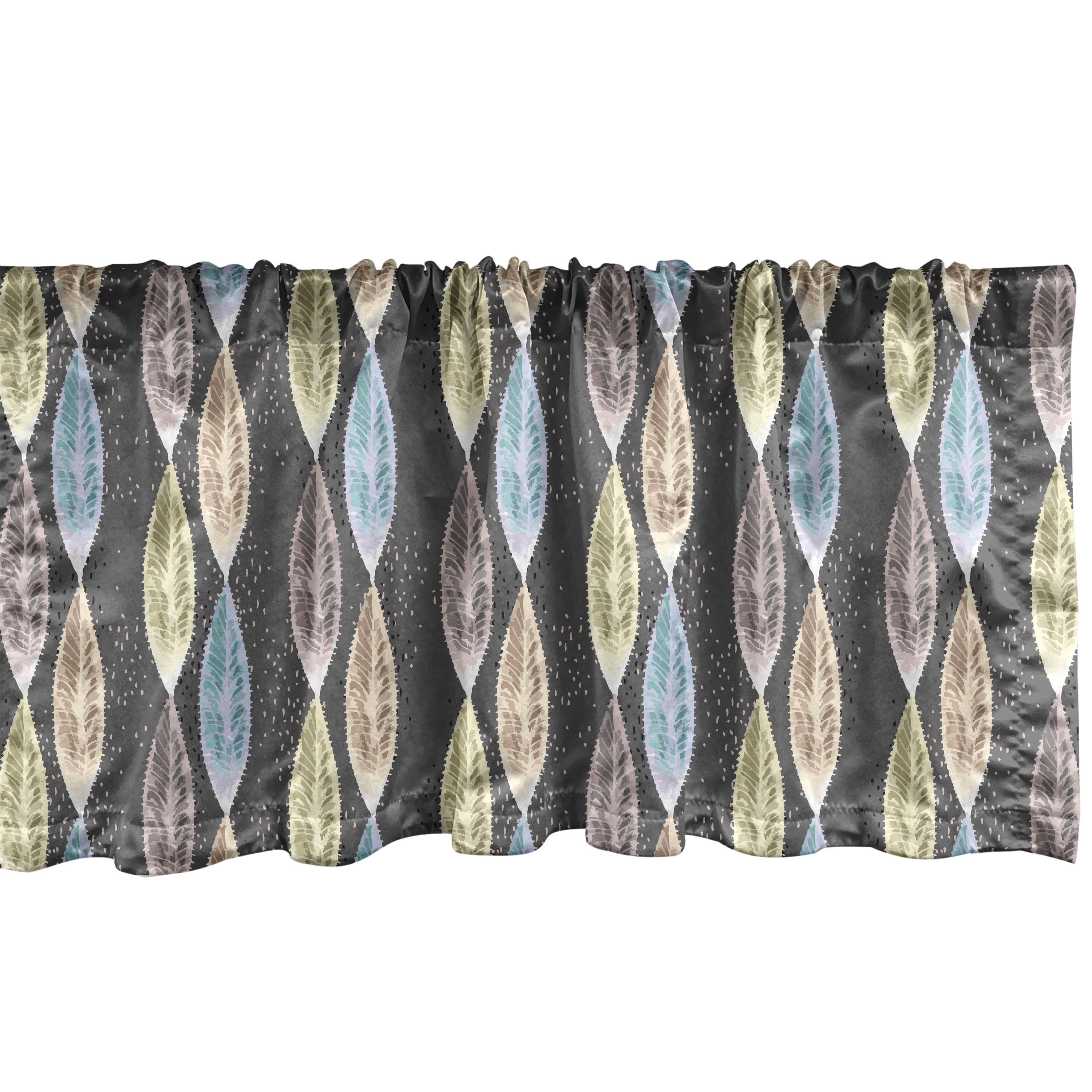 Ambesonne Leaves Window Valance, Creative Abstract Leaf Pattern in ...