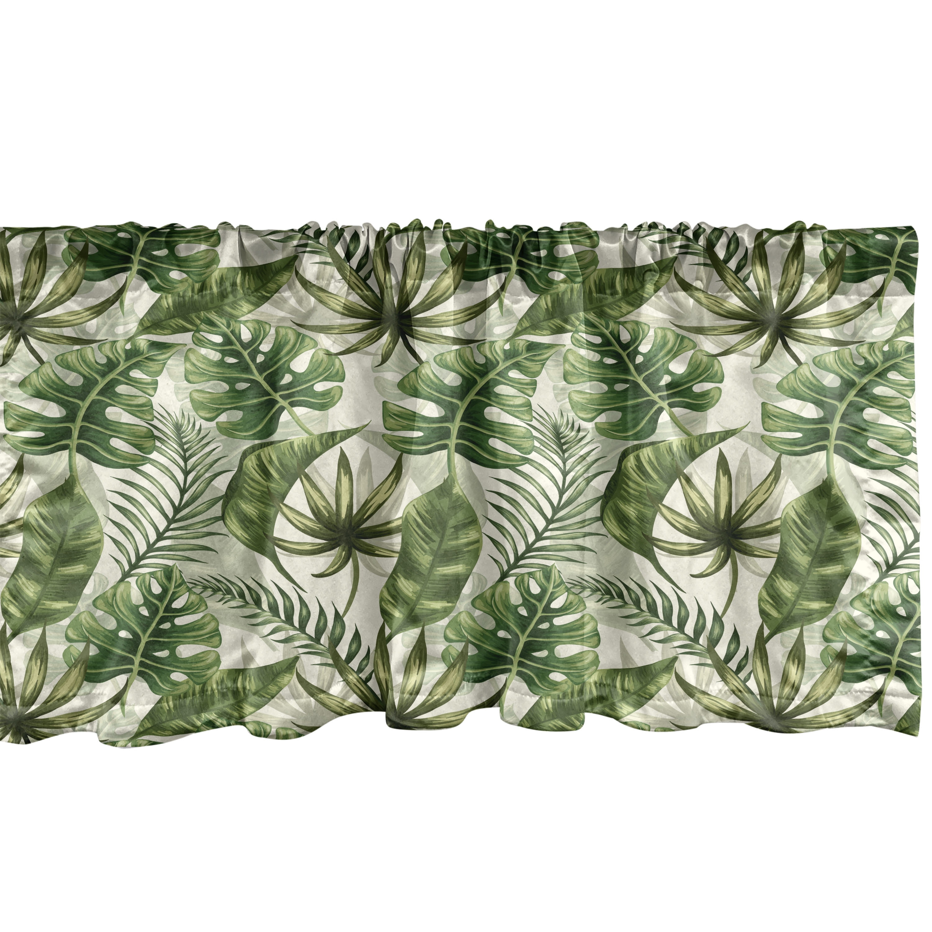 Ambesonne Leaves Window Valance, Hawaiian Elements in Green, 54" X 18 ...