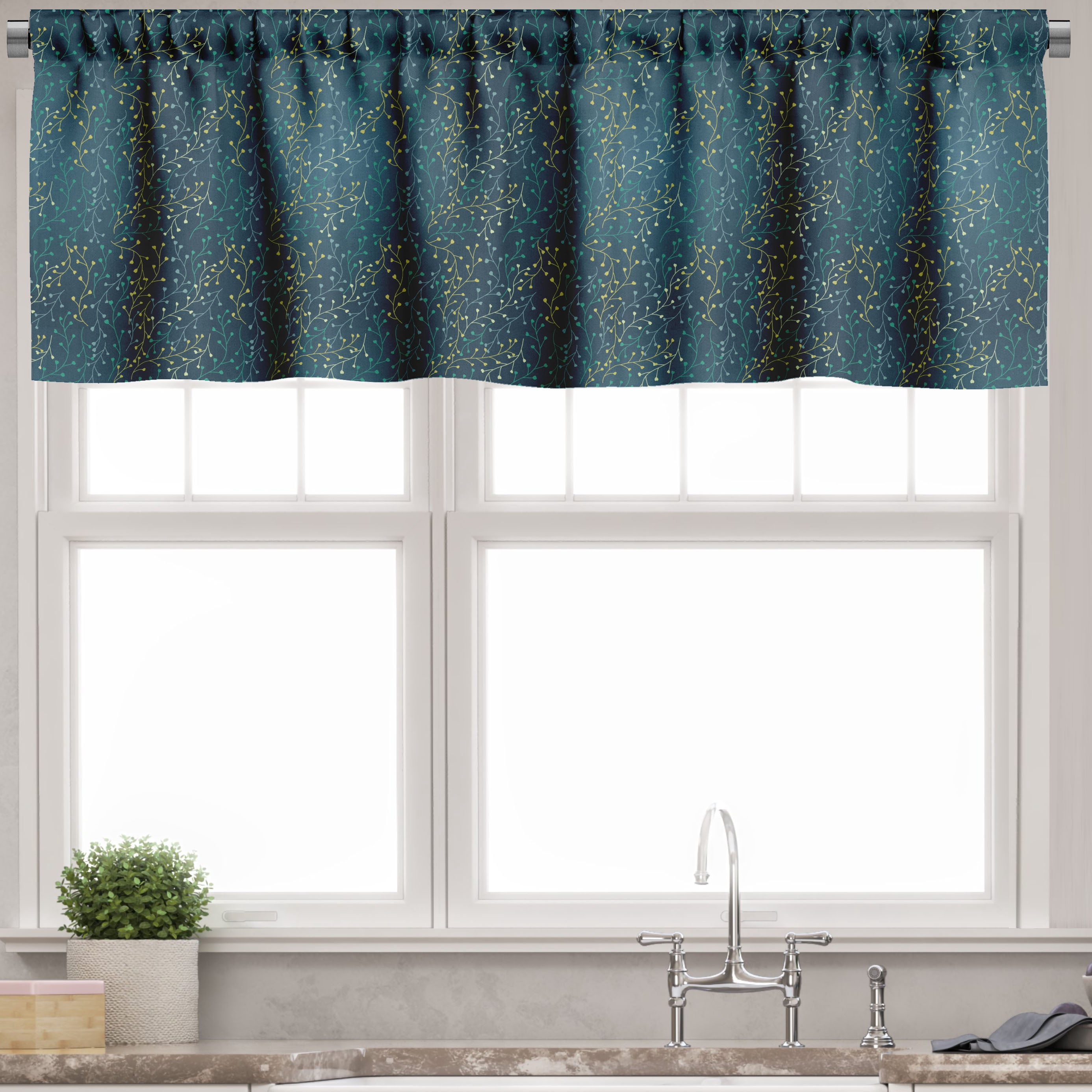 Ambesonne Leaves Window Valance, Little Buds on Branches, 54" X 12 ...