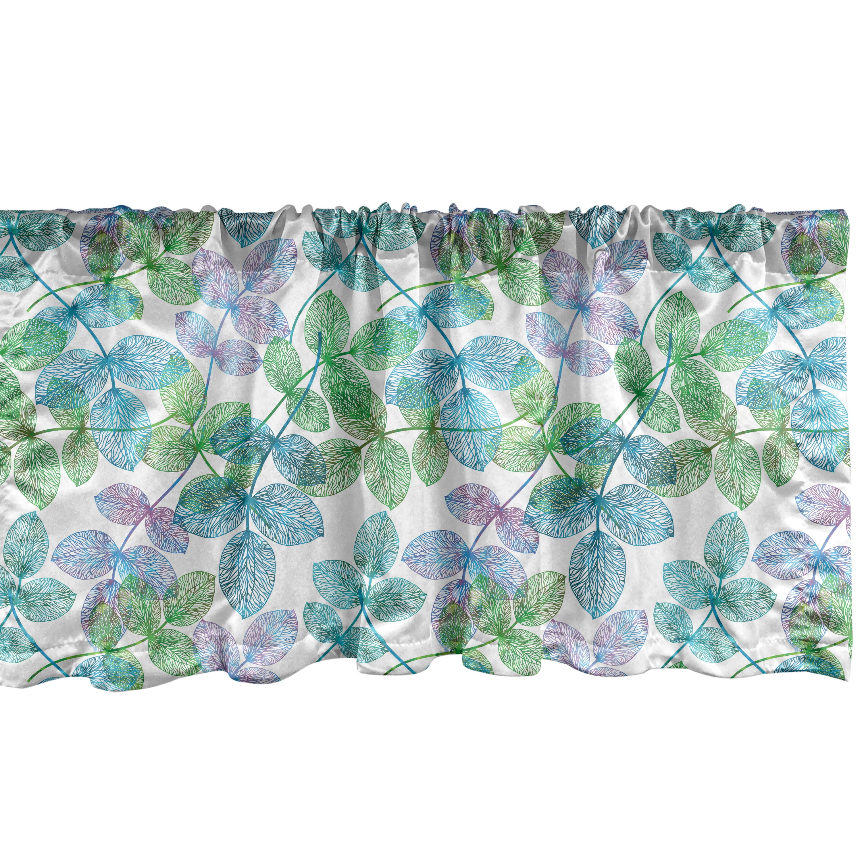 Ambesonne Leaves Window Valance, Ornate Nature Illustration, 42" x 18 ...