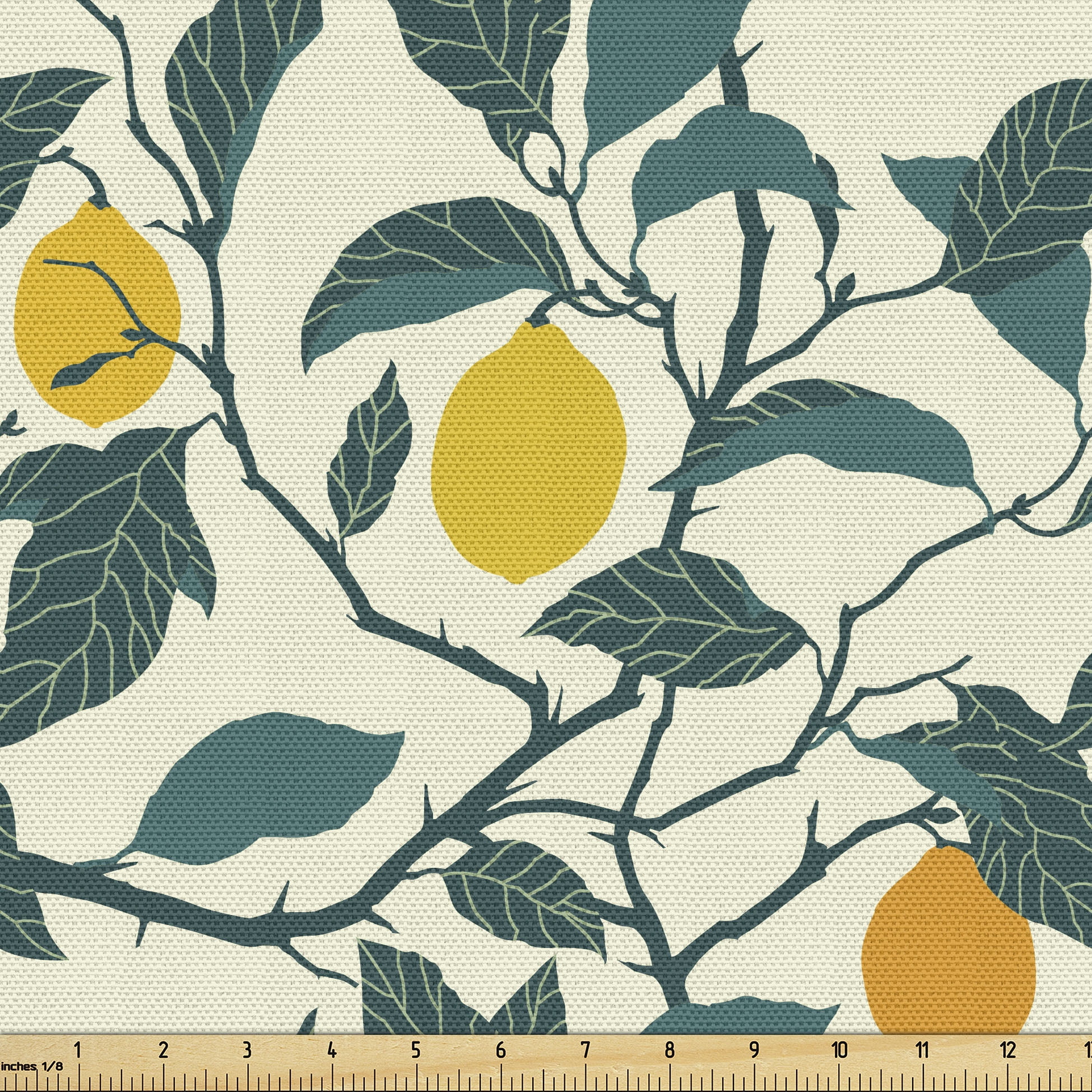 Ambesonne Lemon Fabric by the Yard Upholstery, Citrus Branches Tree ...