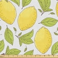Ambesonne Lemon Fabric by the Yard Upholstery, Lemonade Fruit Leaves ...