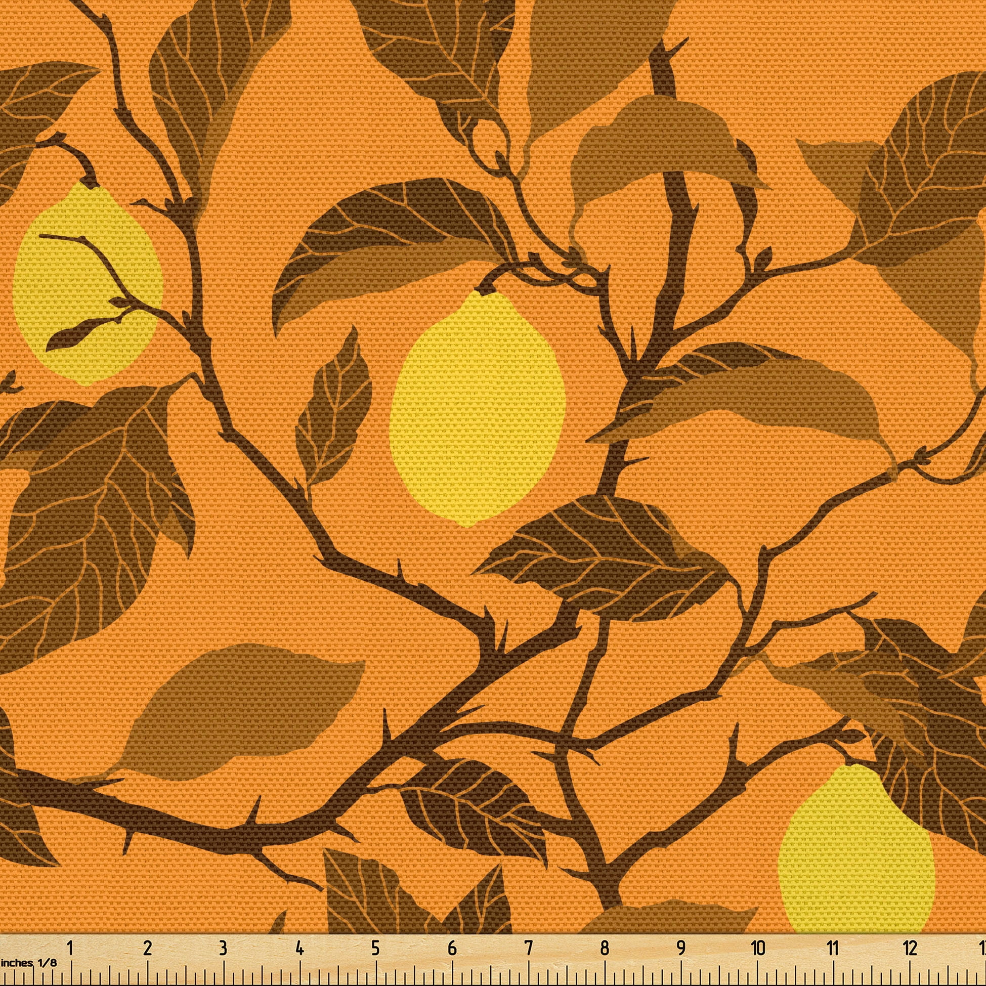 Ambesonne Lemon Fabric by the Yard Upholstery, Vintage Lemon Tree ...
