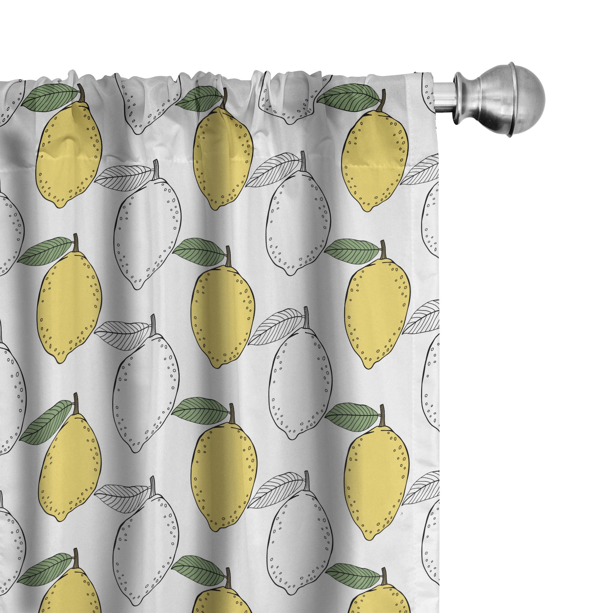 Ambesonne Lemons 4-Panel Curtains, Color Book Inspired Motif, 56"x95 ...