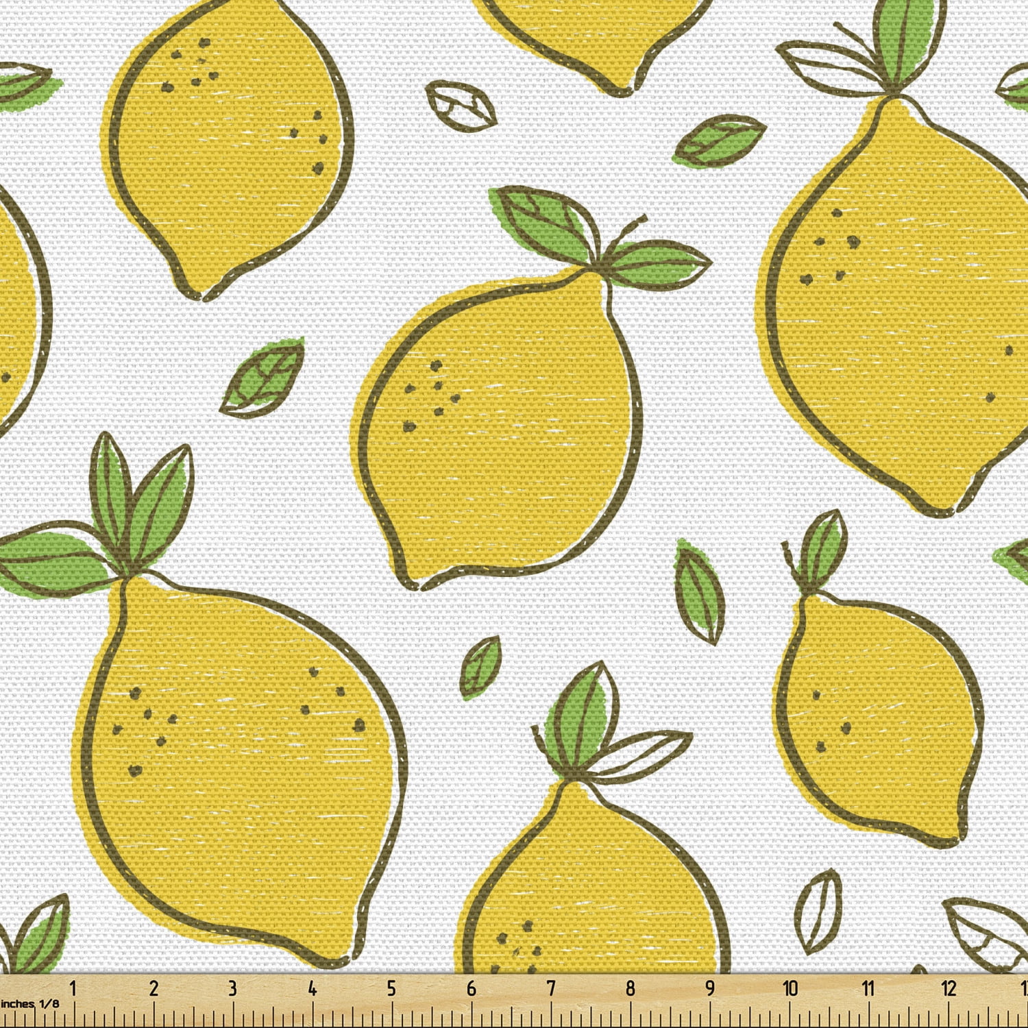 Ambesonne Lemons Fabric by the Yard Upholstery, Citrus Fruits Leaves ...