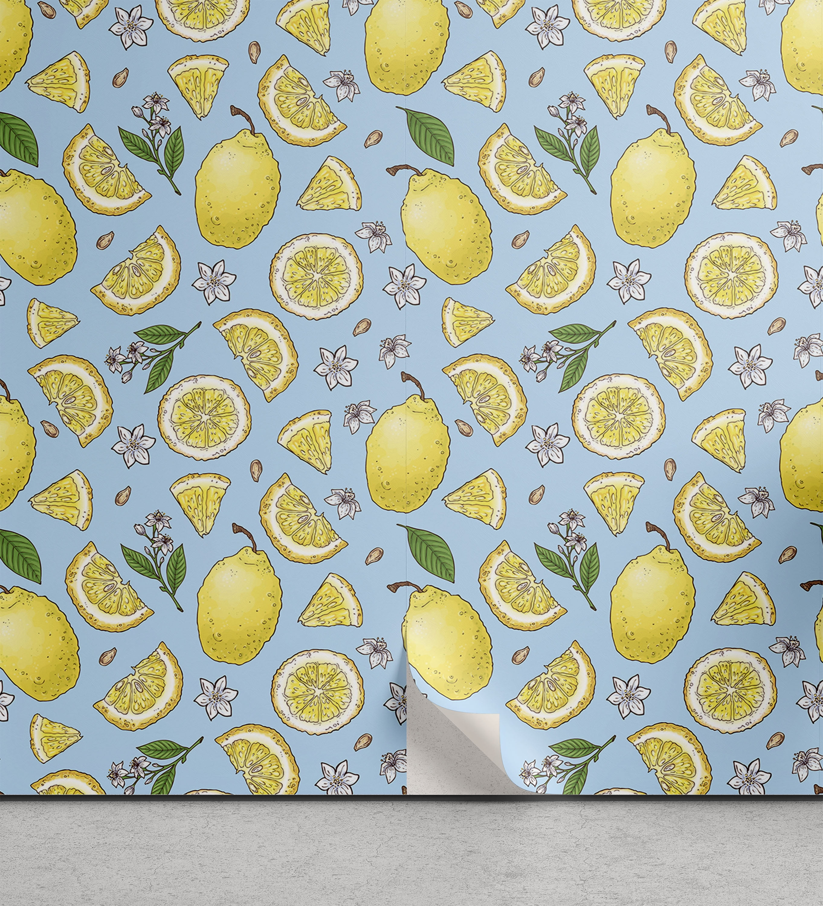 Ambesonne Lemons Peel & Stick Wallpaper for Home, Colorful Citrus ...