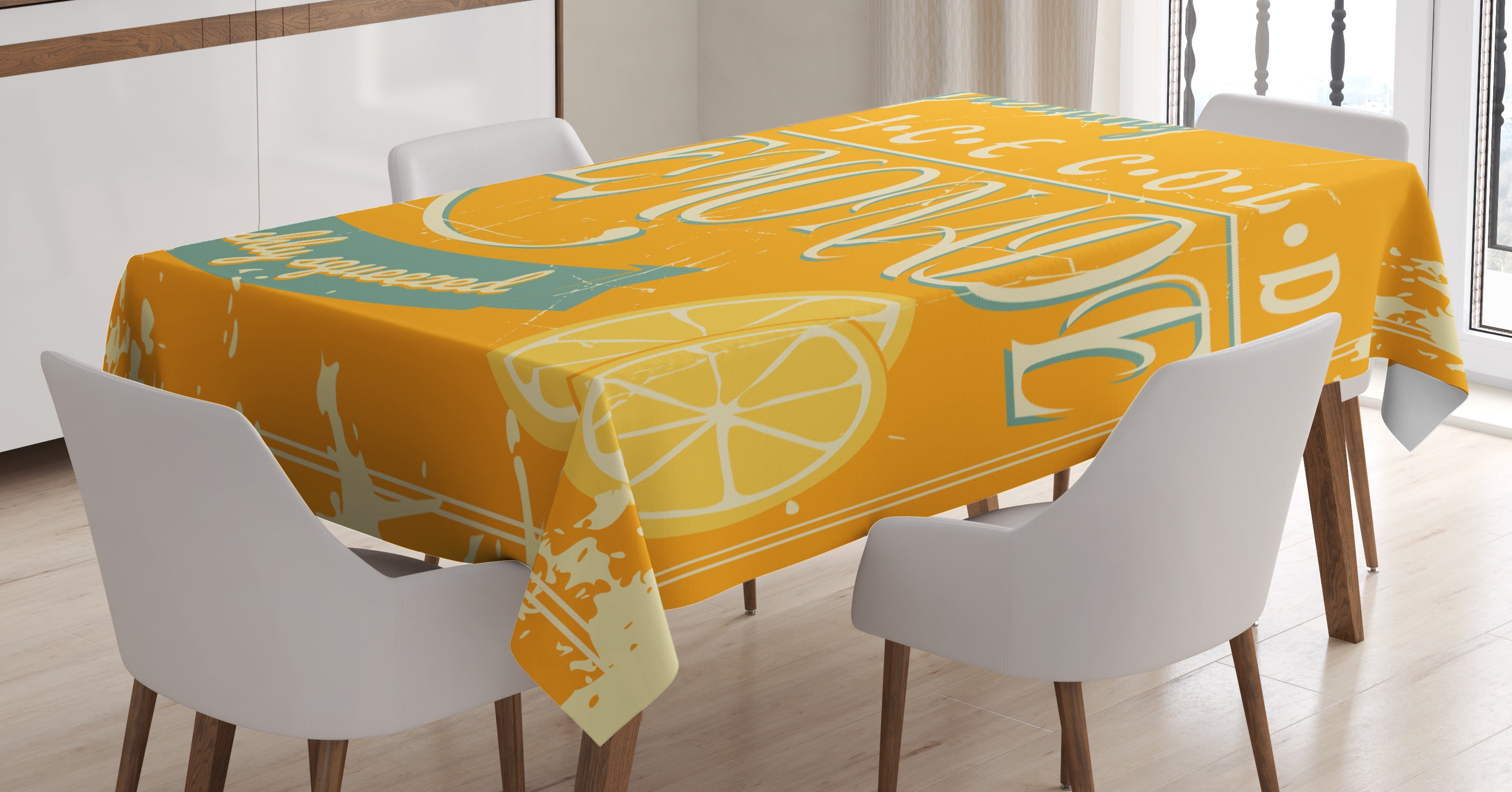 Ambesonne Lemons Tablecloth Rectangular Table Cover, Refreshing ...