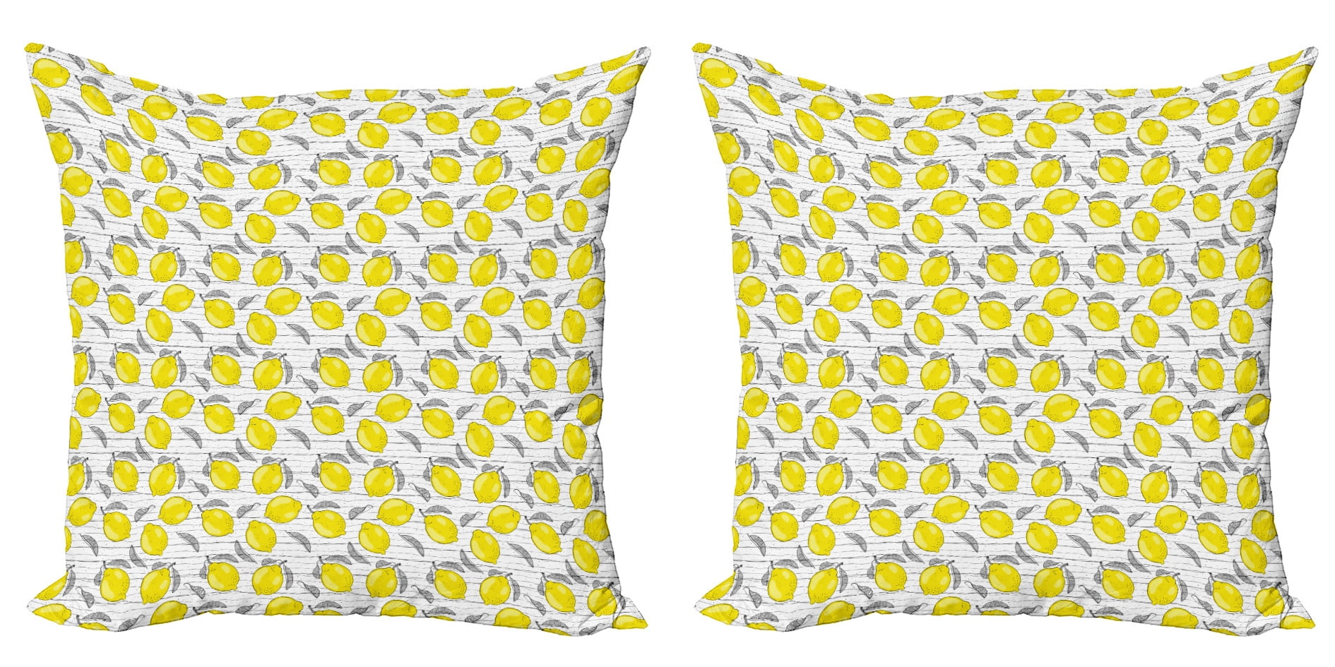 Ambesonne Lemons Throw Pillow Cover 2 Pack, Sketched Lemon Pattern, 24 ...