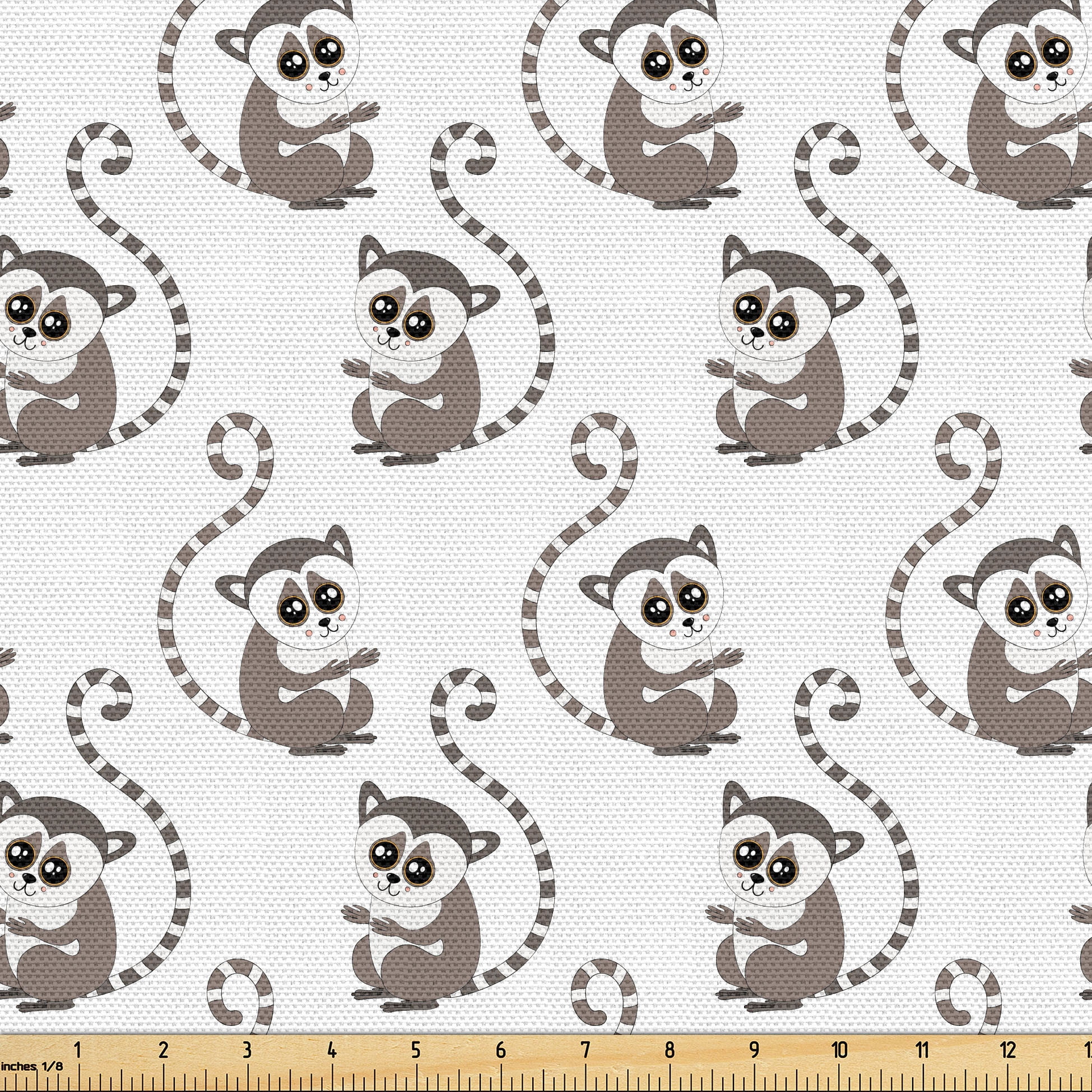 Ambesonne Lemur Fabric by the Yard Upholstery, Funny Monkey Cartoon, 10 ...