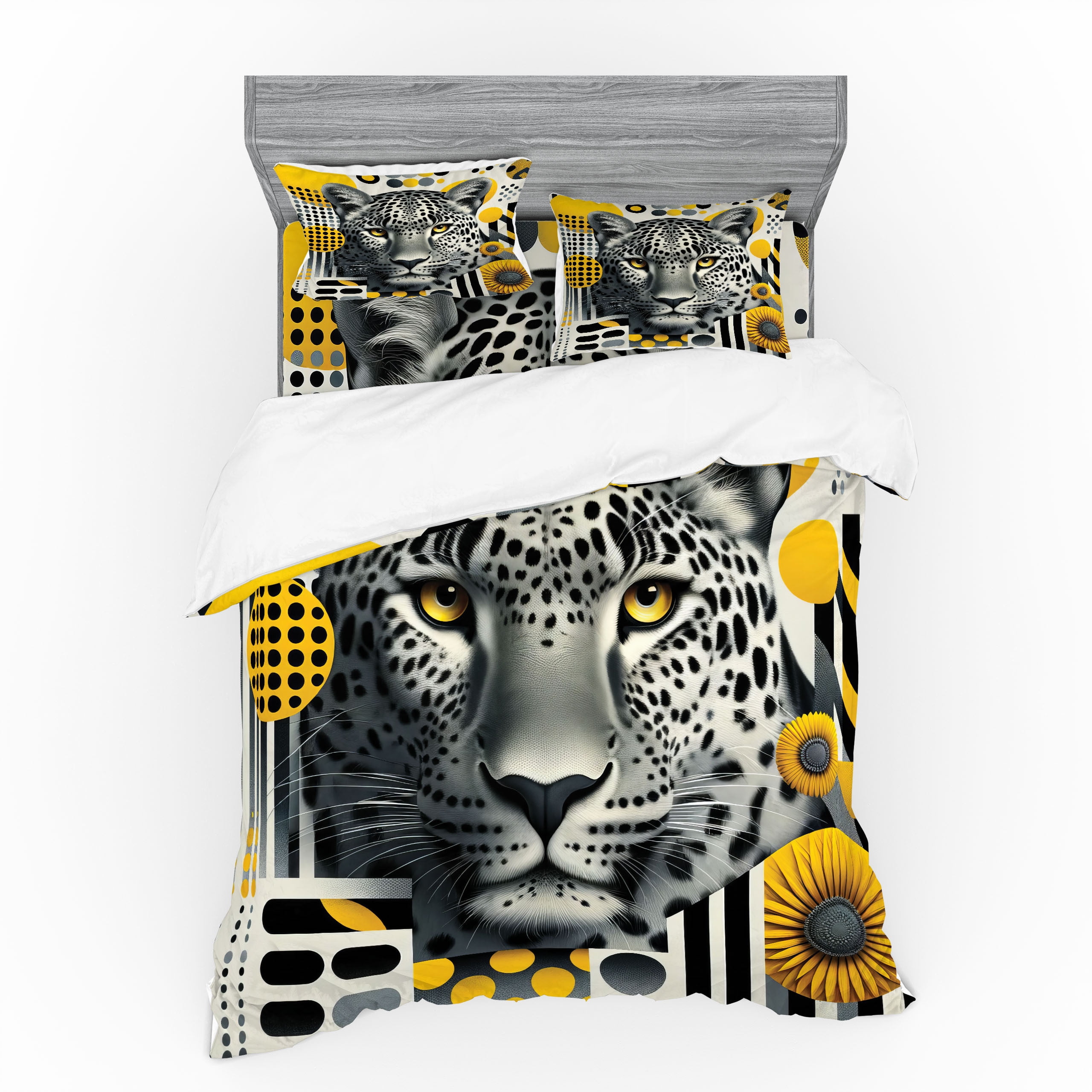 Ambesonne Leopard Bedding Set 4 Pcs, Mid Century Modern Wild Cat, King ...