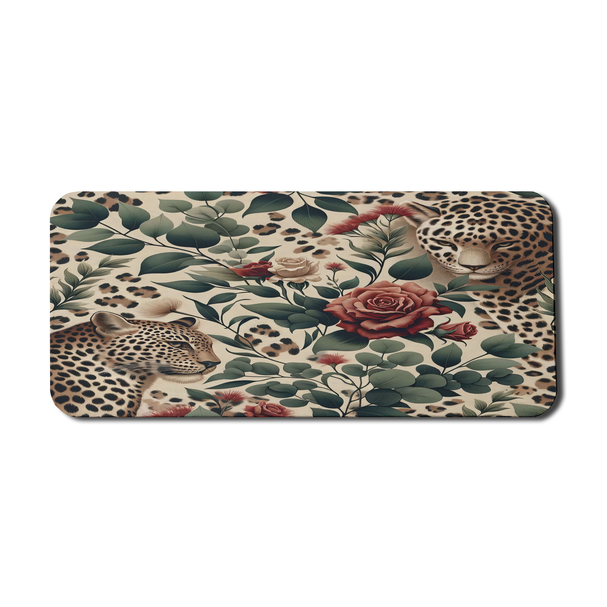Ambesonne Leopard Gaming Mouse Pad X-Large, Roses Leaves Wild Animals ...