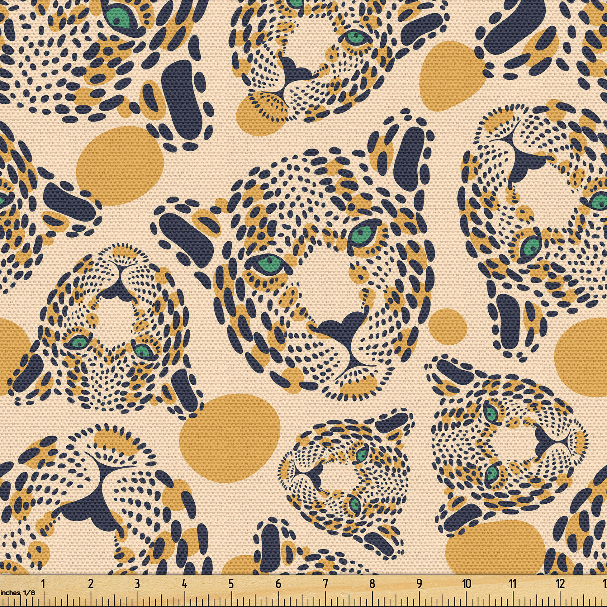 Ambesonne Leopard Pattern Fabric by the Yard Upholstery, Spotted Wild ...