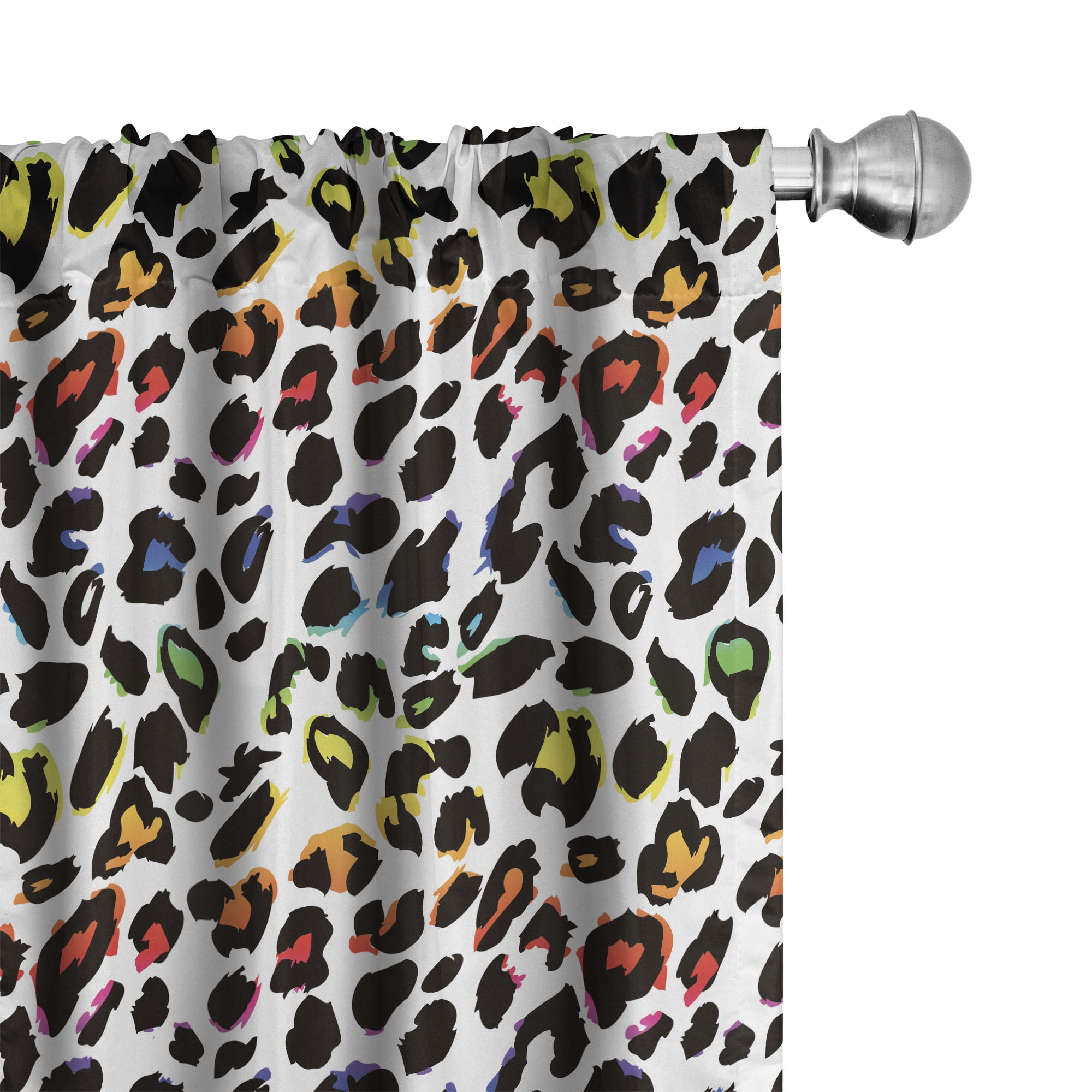 Ambesonne Leopard Print Curtains, Colorful Mammal, Pair of 28"x63 ...