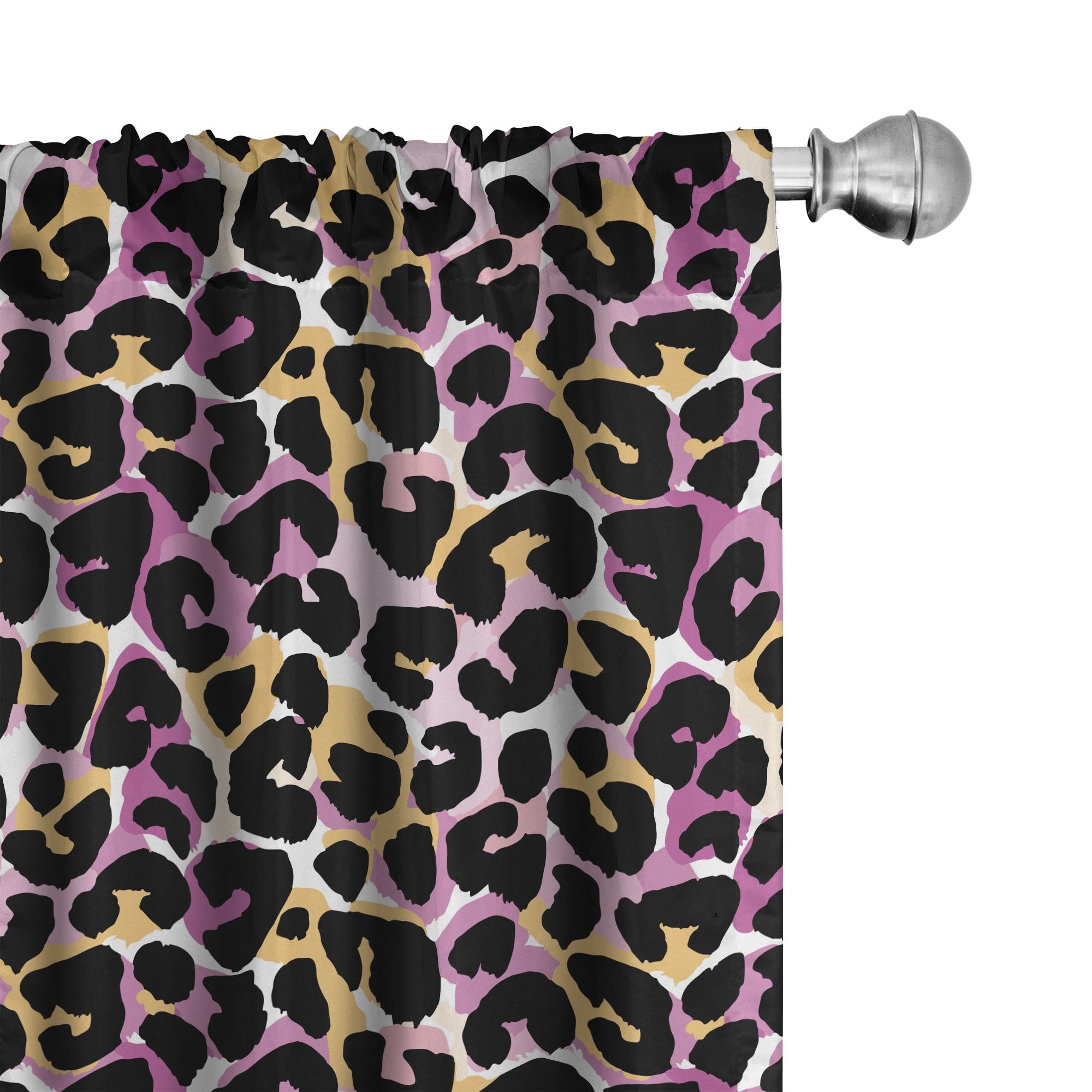 Ambesonne Leopard Print Curtains, Wild Exotic Animal, Pair of 28"x63 ...