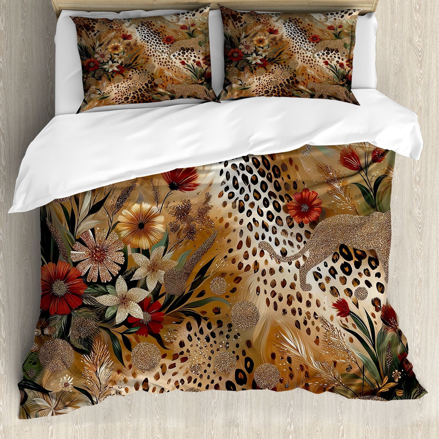 Ambesonne Leopard Print Duvet Cover Set, Autumnal Vibes Exotic, Calking ...