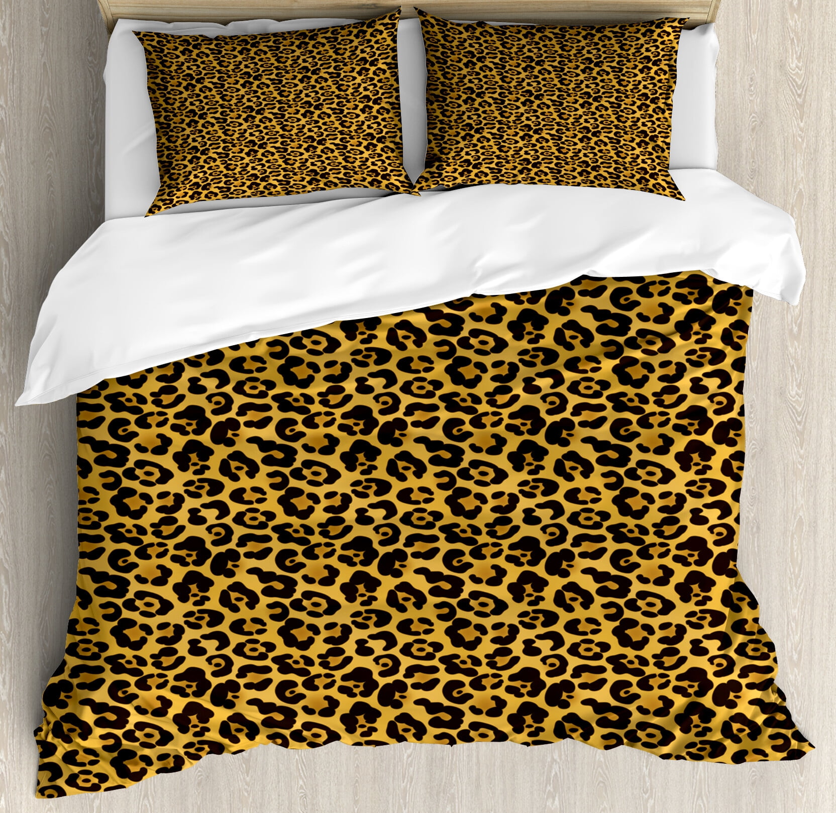 Ambesonne Leopard Print Duvet Cover Set, Natural Animal Skin, 2-Calking ...