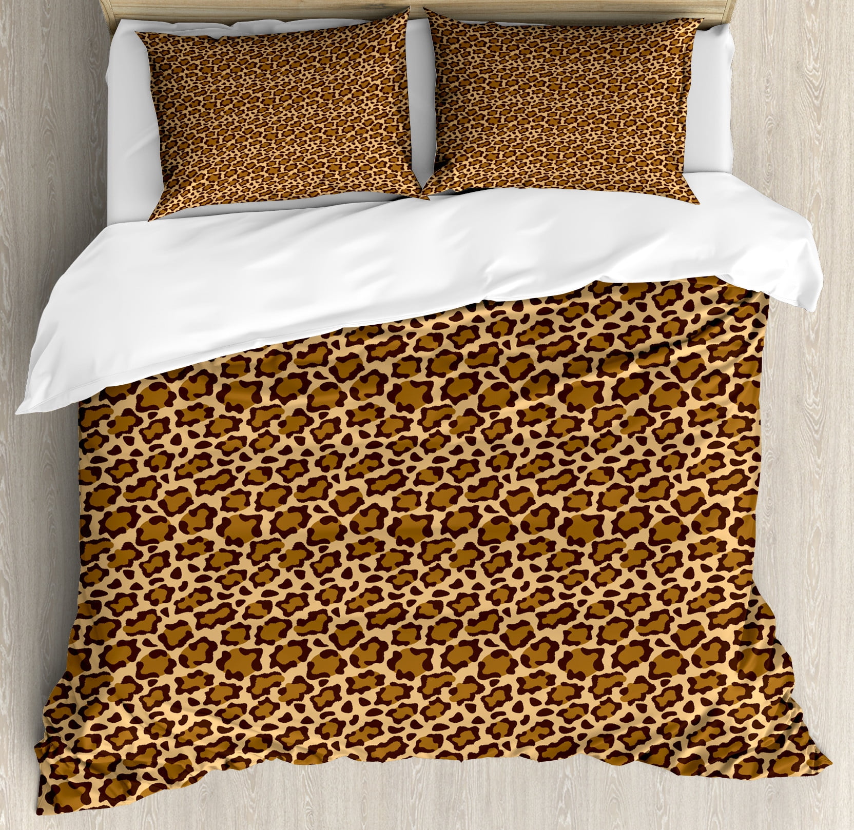 Ambesonne Leopard Print Duvet Cover Set, Panthera Specie Skin, Queen ...