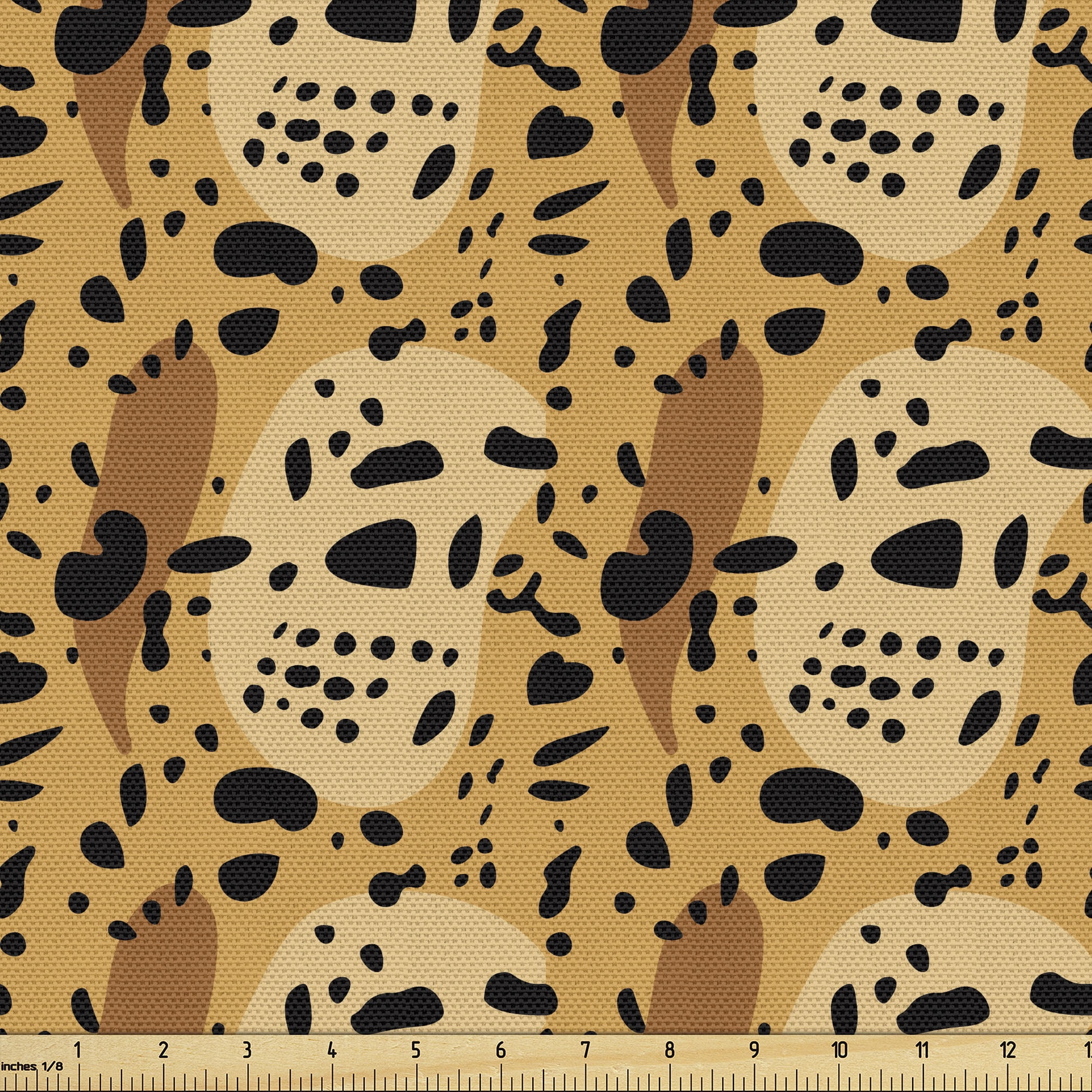 Ambesonne Leopard Print Fabric by the Yard Upholstery, African Cat Skin ...