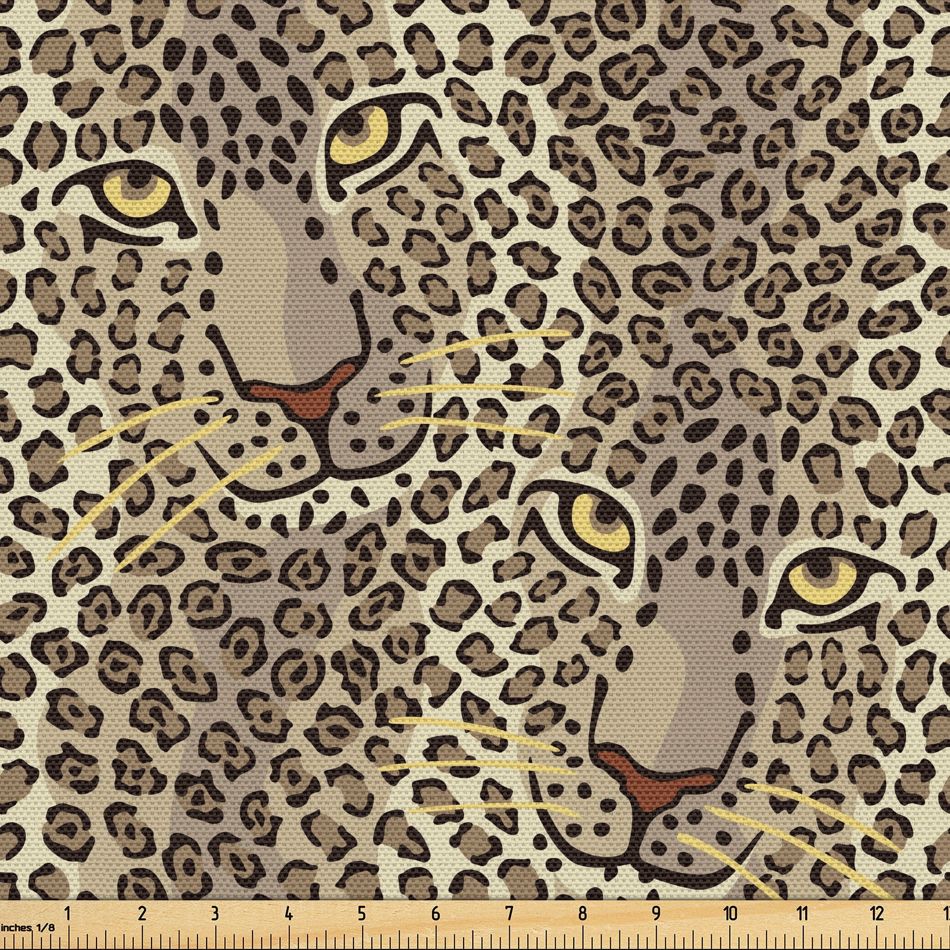 Ambesonne Leopard Print Fabric by the Yard Upholstery, Leo Wild Big Cat ...