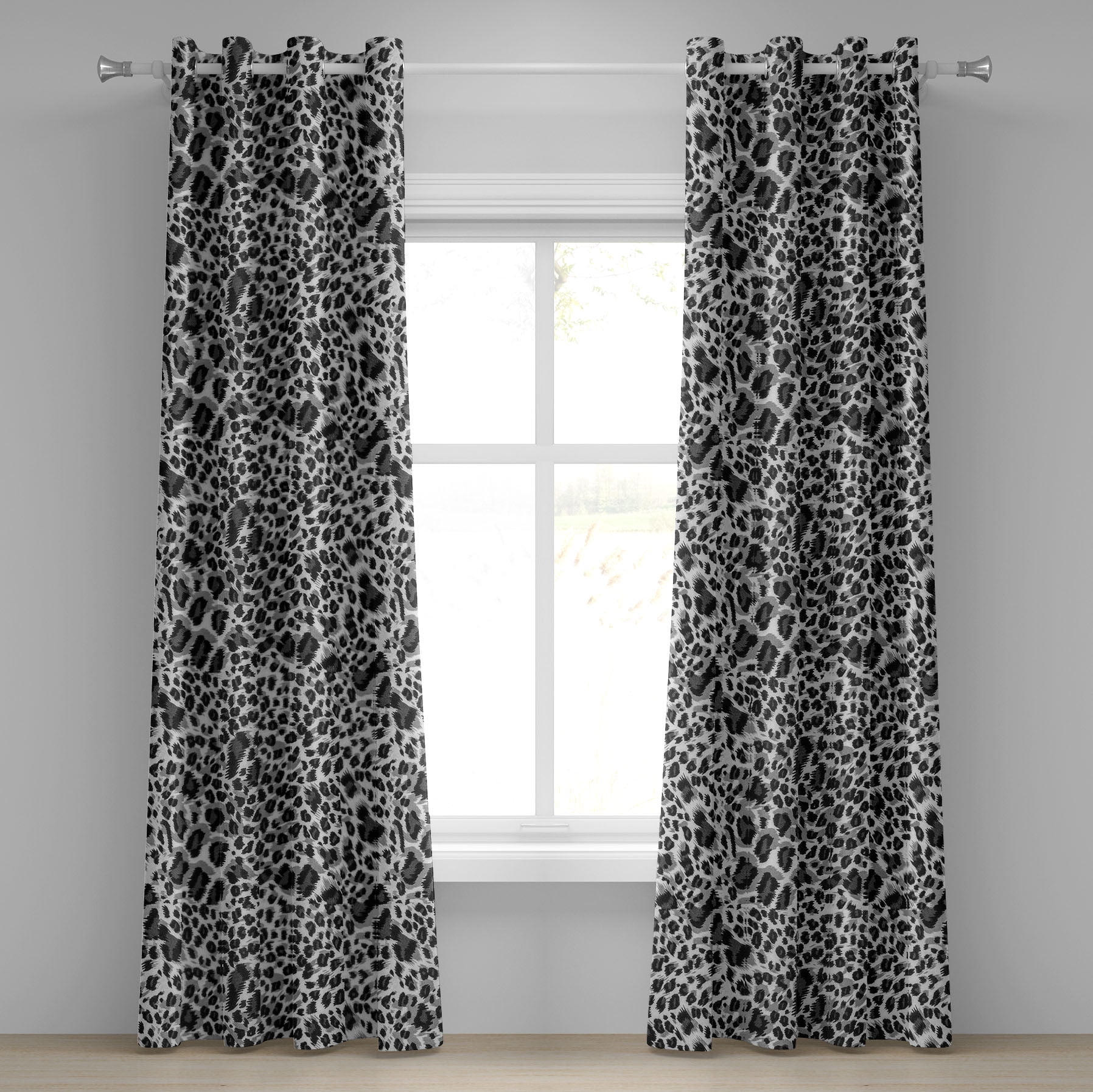 Ambesonne Leopard Print Grommet Curtain, Grey Wild Cat Spots, 50"x120 ...