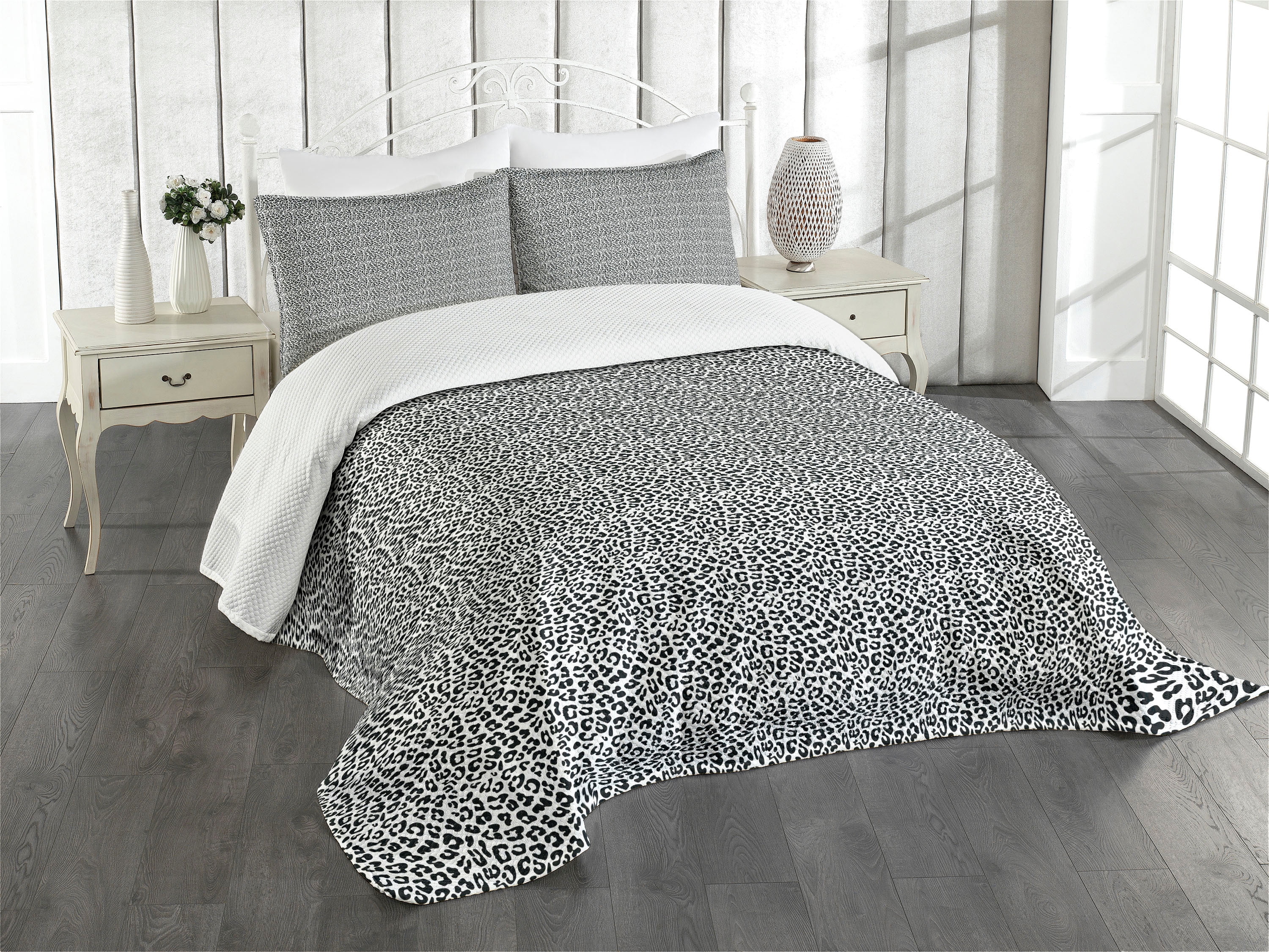 Ambesonne Leopard Print Quilted Bedspread Set 3 Pcs, Wild Animal ...