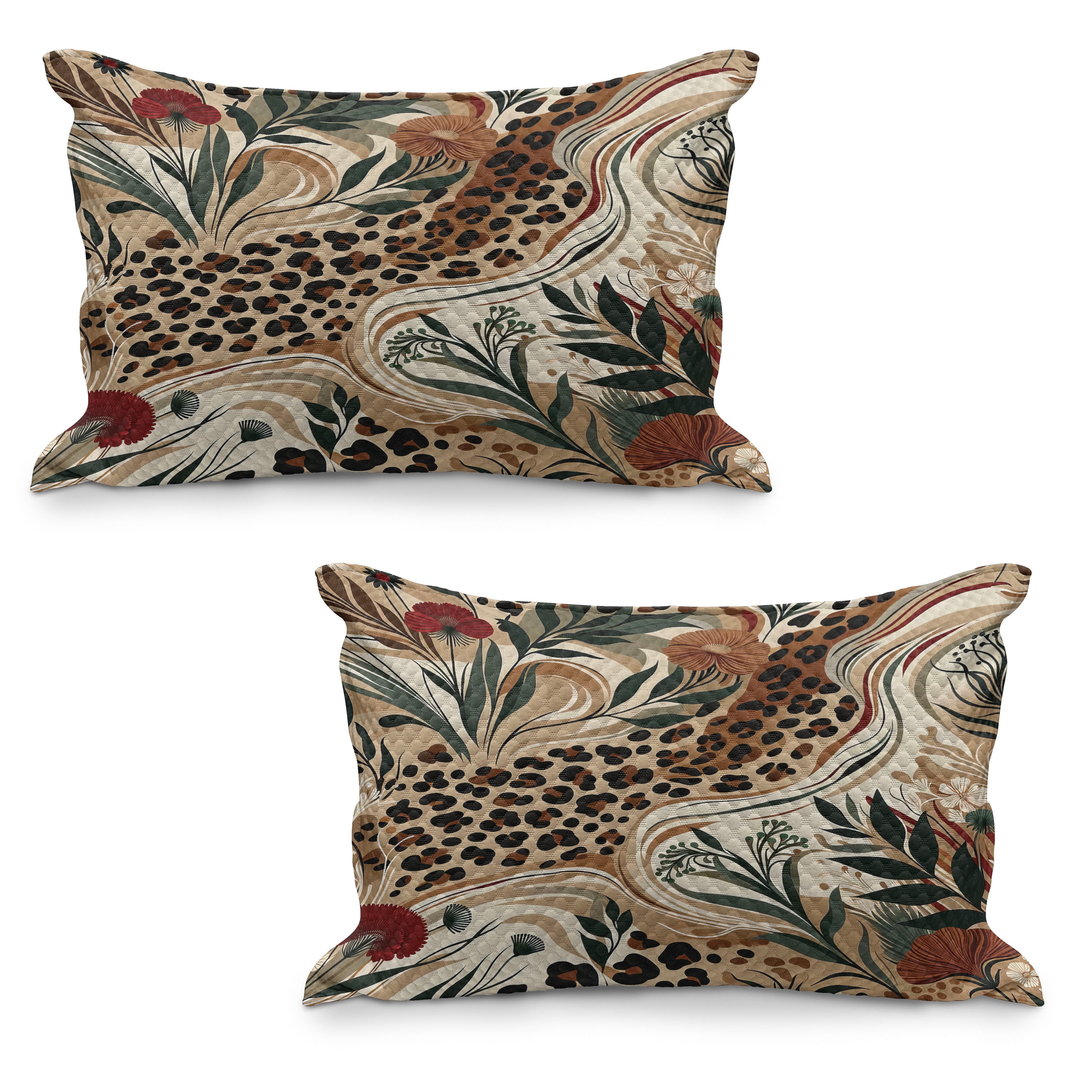 Ambesonne Leopard Print Quilted Pillowcover Set of 2, Abstract Blend ...