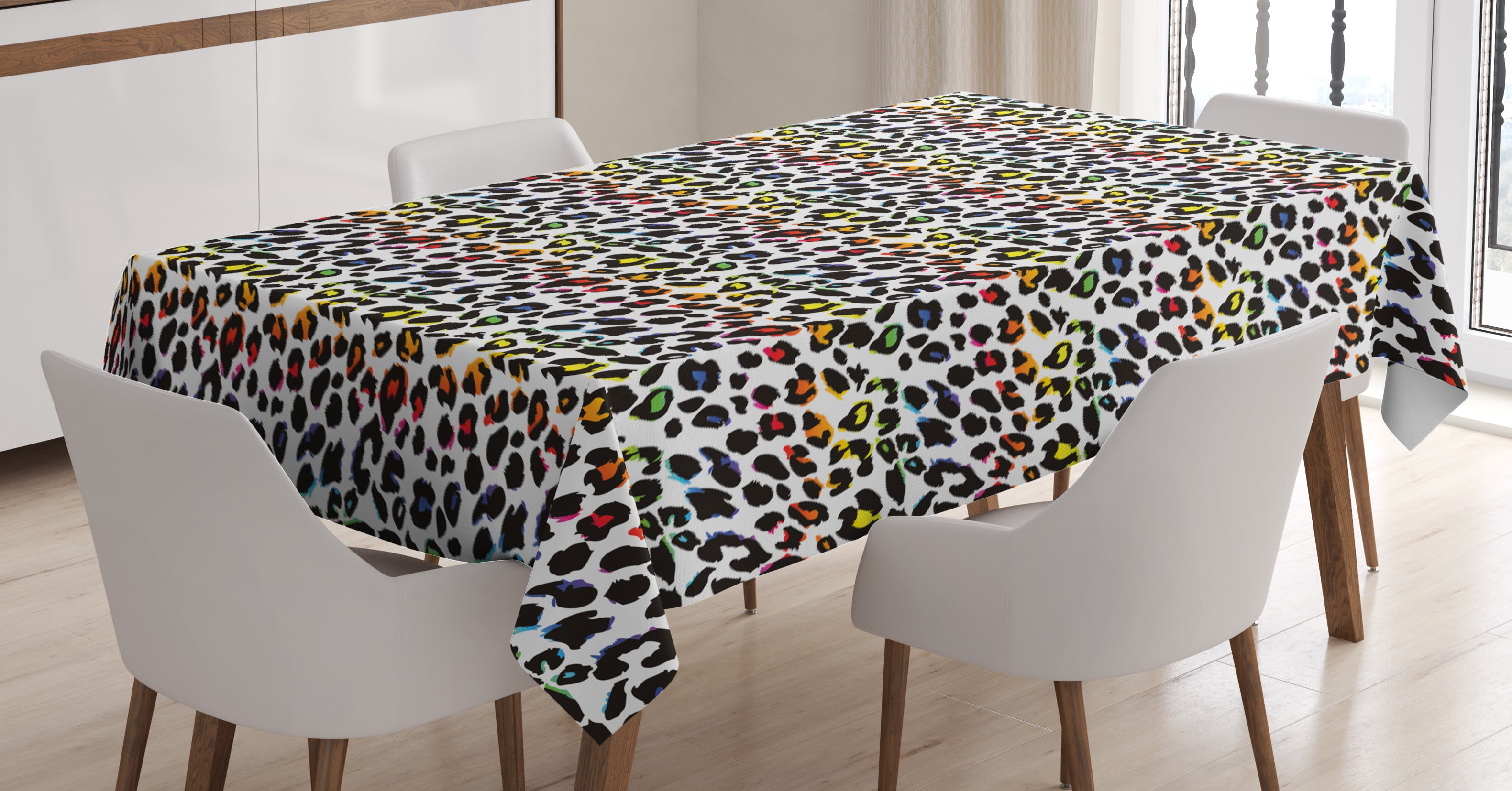 Ambesonne Leopard Print Tablecloth Rectangular Table Cover, Colorful ...