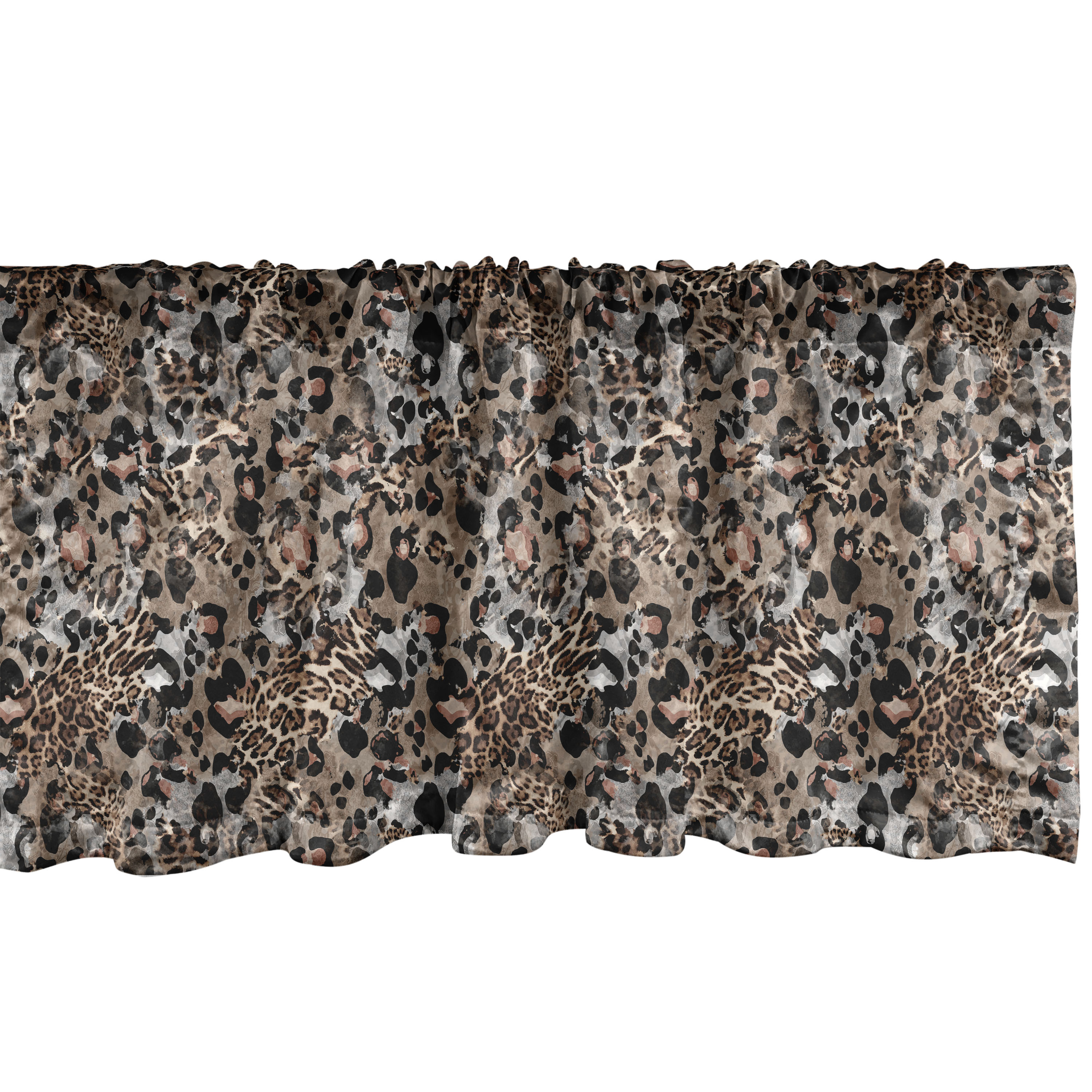 Ambesonne Leopard Print Valance Pack of 2, Exotic Wild Cat Skin, 42"X18 ...