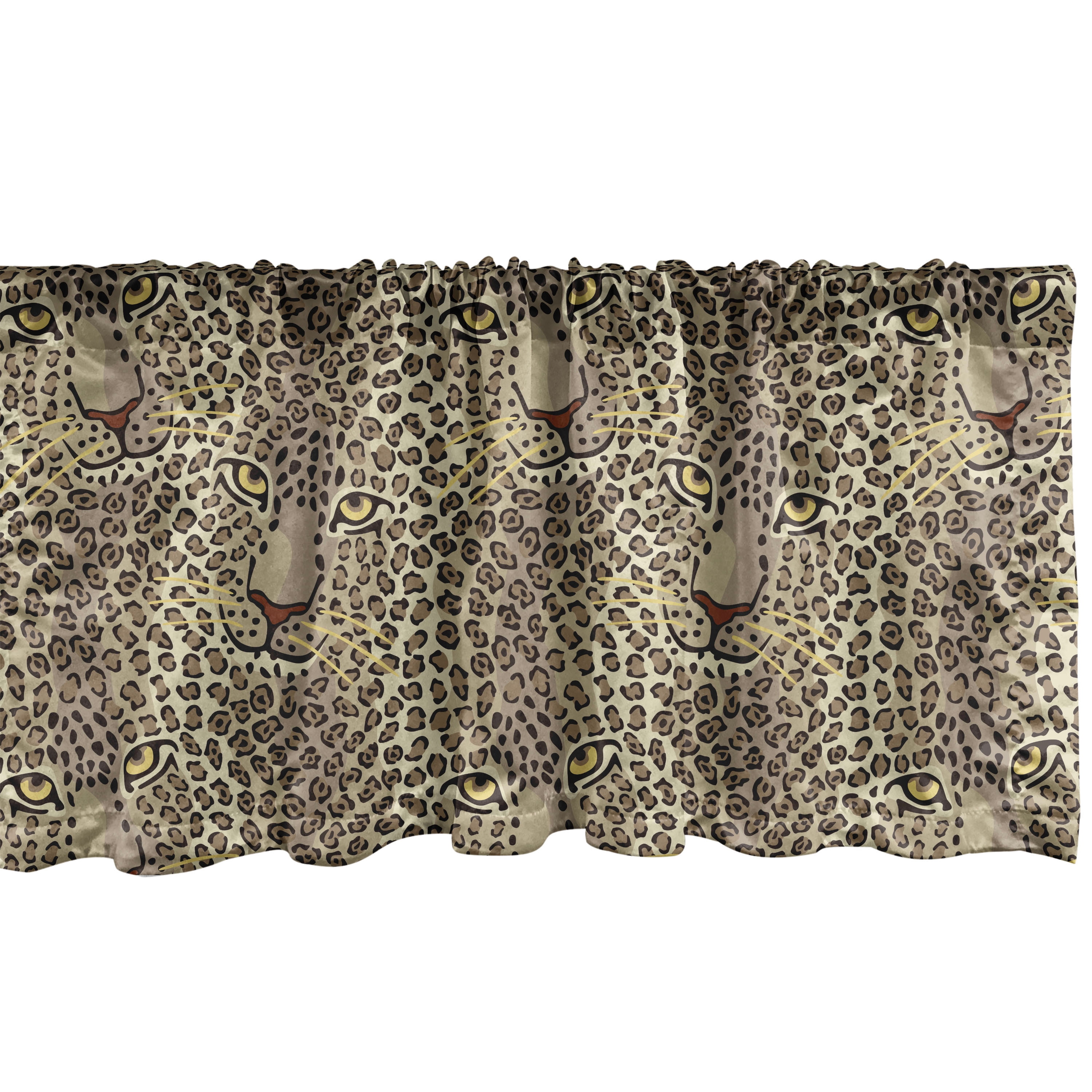 Ambesonne Leopard Print Window Valance, Leo Wild Big Cat Face, 54" X 12 ...