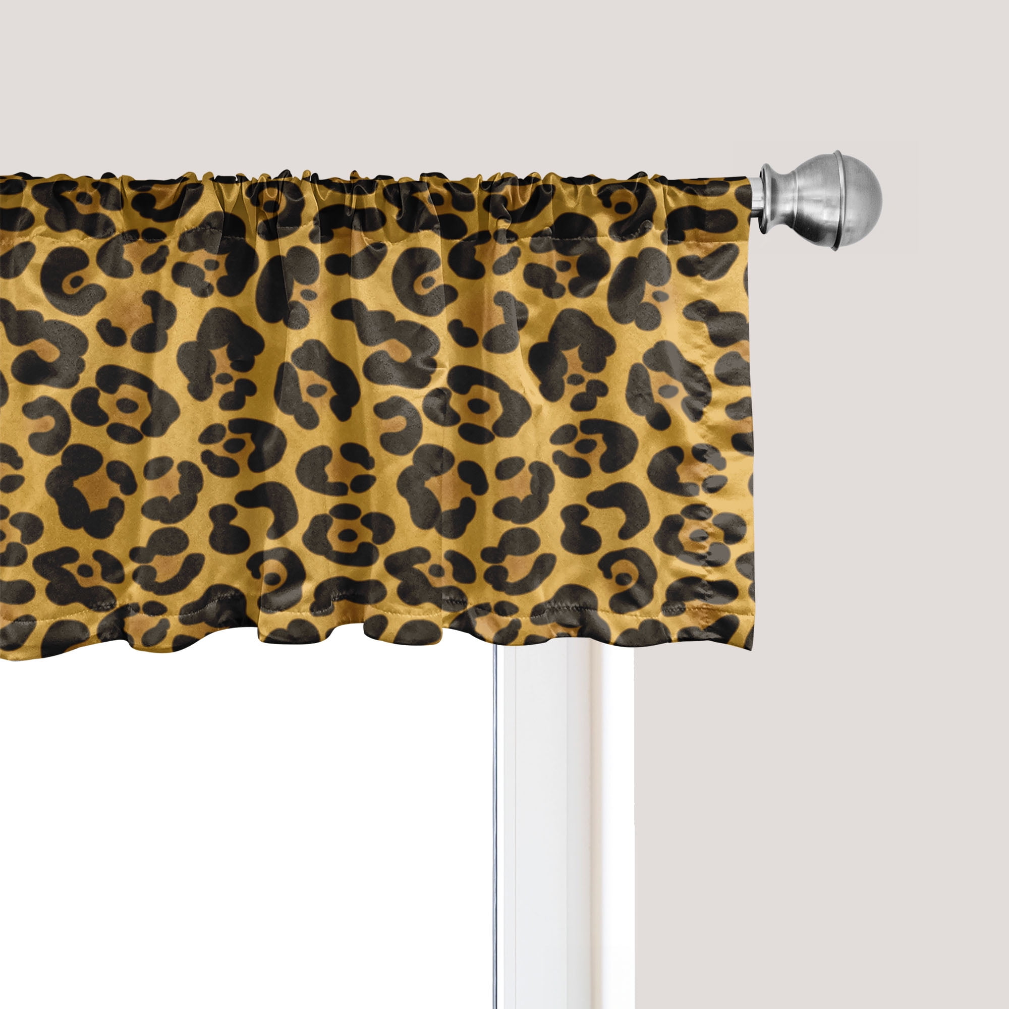 Ambesonne Leopard Print Window Valance, Natural Animal Skin, 42" x 12 ...