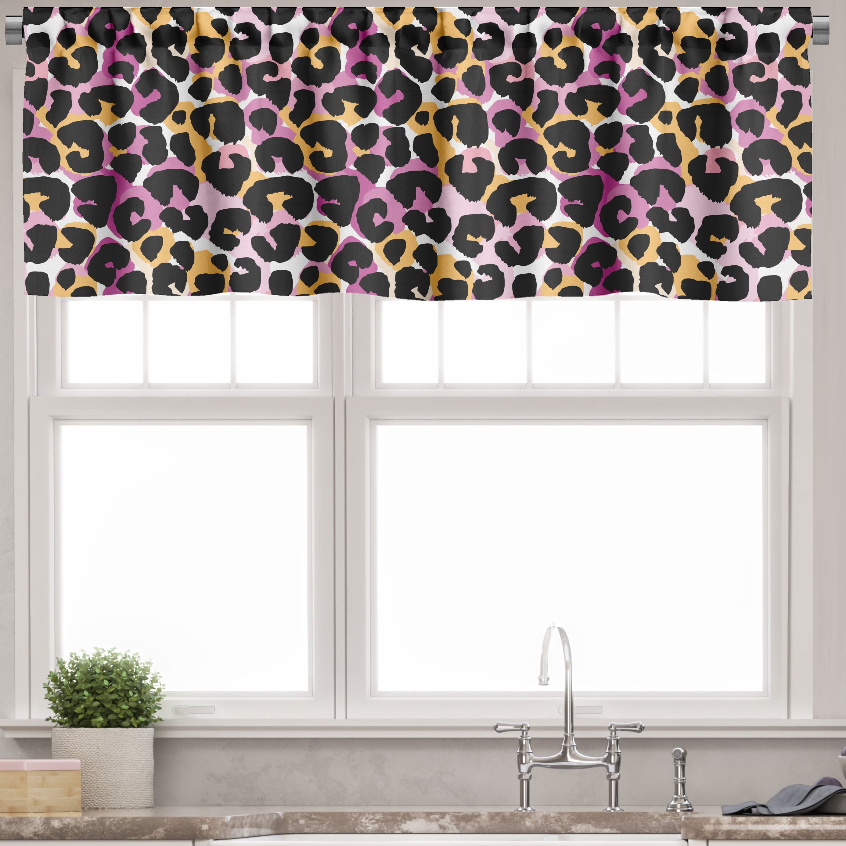 Ambesonne Leopard Print Window Valance, Wild Exotic Animal, 54" X 12 ...