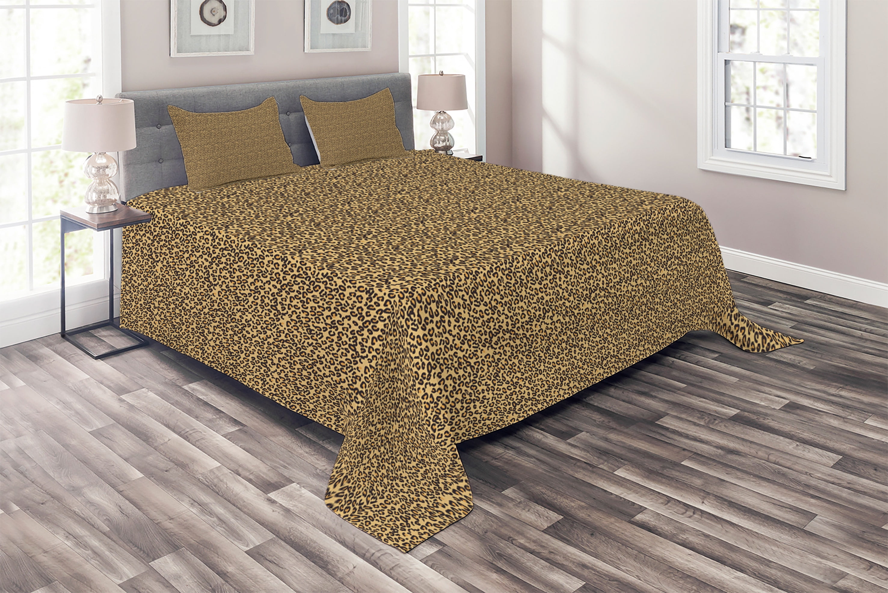 Ambesonne Leopard Quilted Coverlet 3 Pcs, Continuous Animal Pattern ...