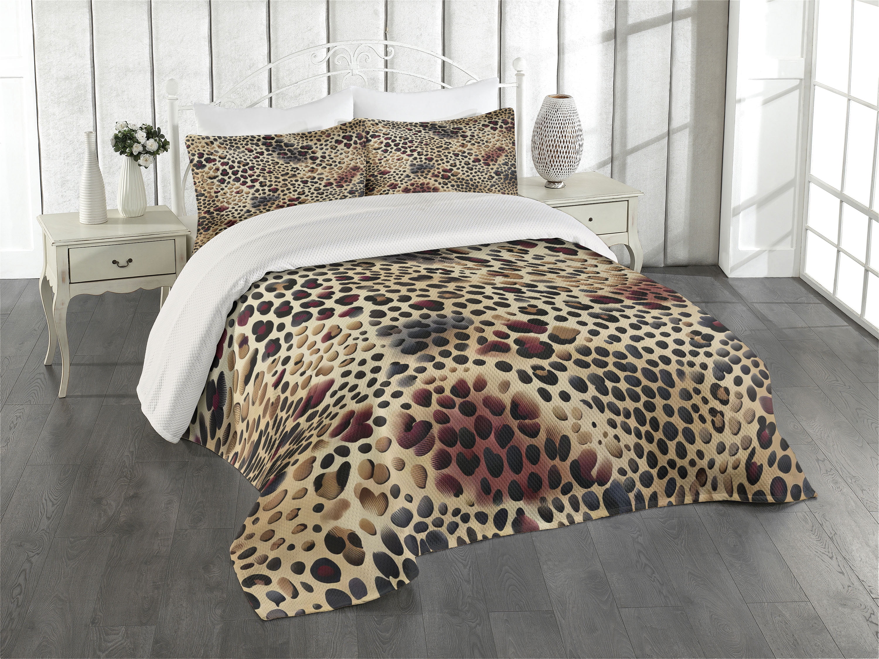 Ambesonne Leopard Quilted Coverlet 3 Pcs, Pattern with Heavy Details ...