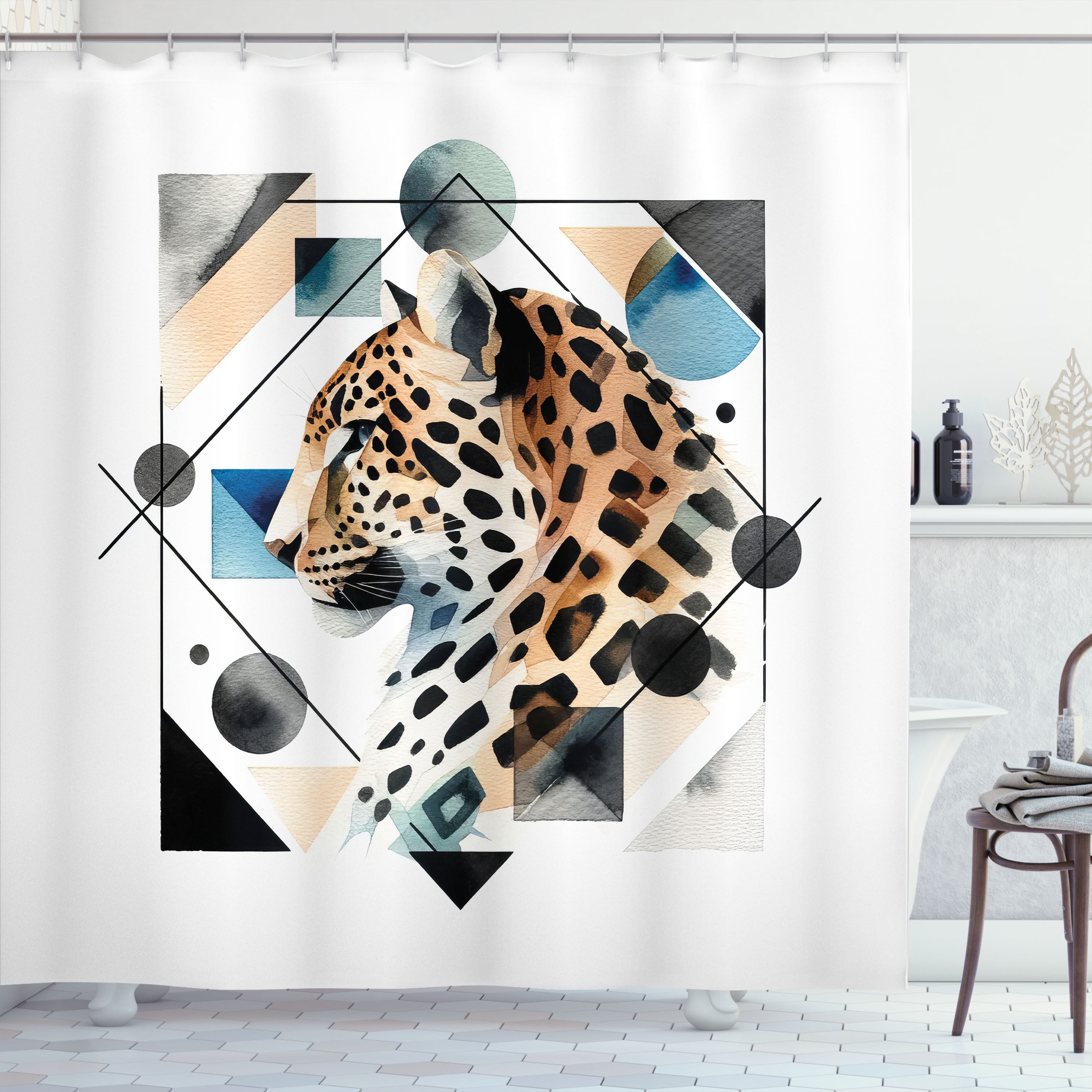 Ambesonne Leopard Shower Curtain, Watercolor Minimal Modern, 69"Wx84"L ...