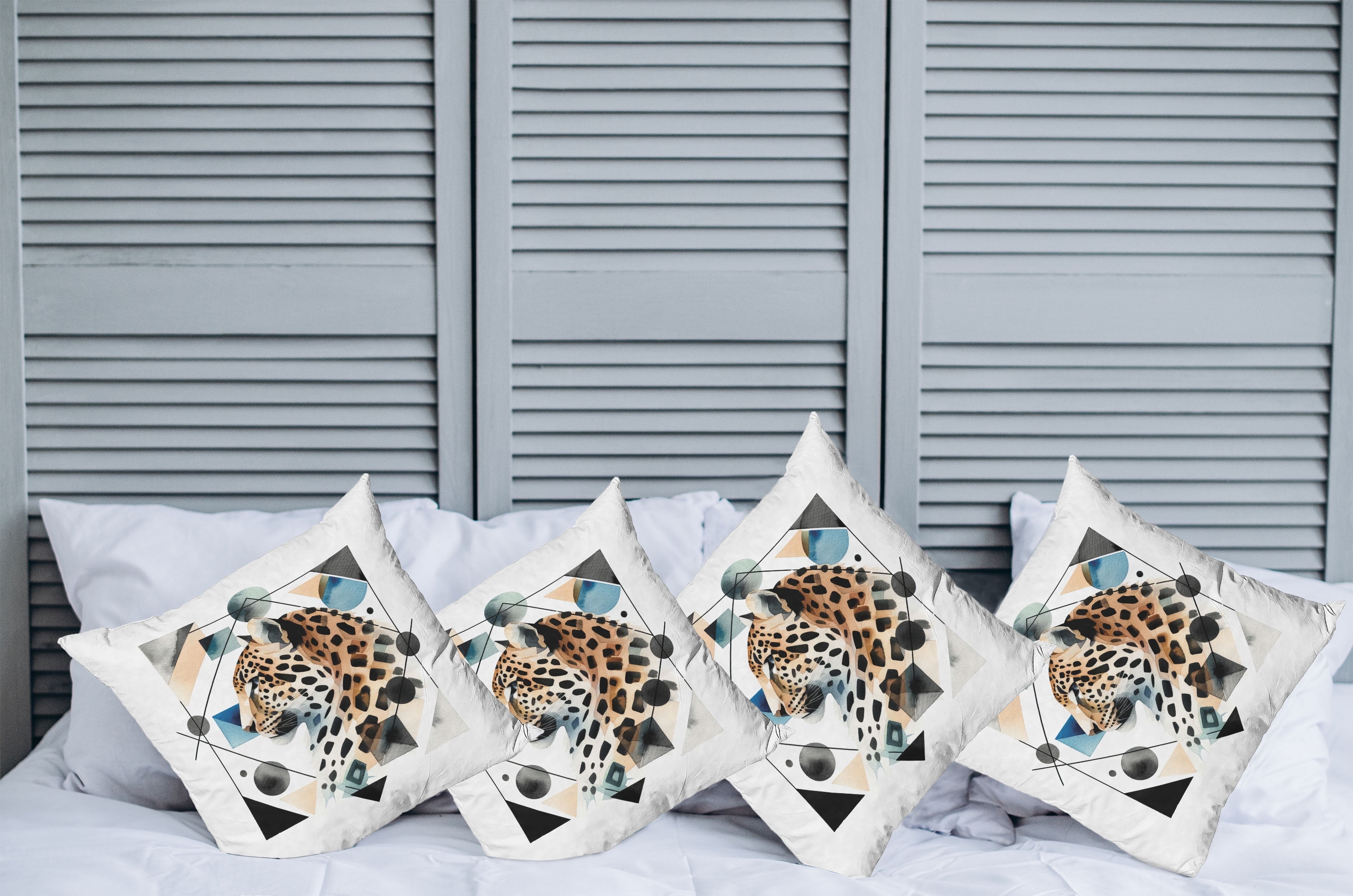 Ambesonne Leopard Throw Pillow Cover Pack of 4, Watercolor Minimal ...