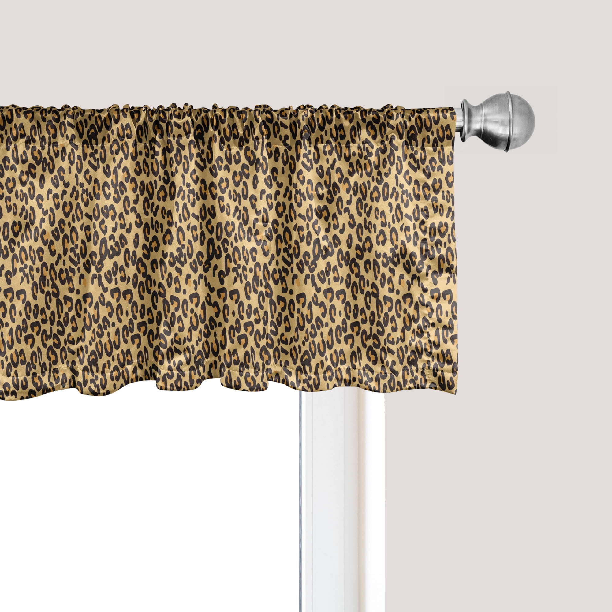 Ambesonne Leopard Window Valance, Continuous Animal Pattern, 54" X 12 ...