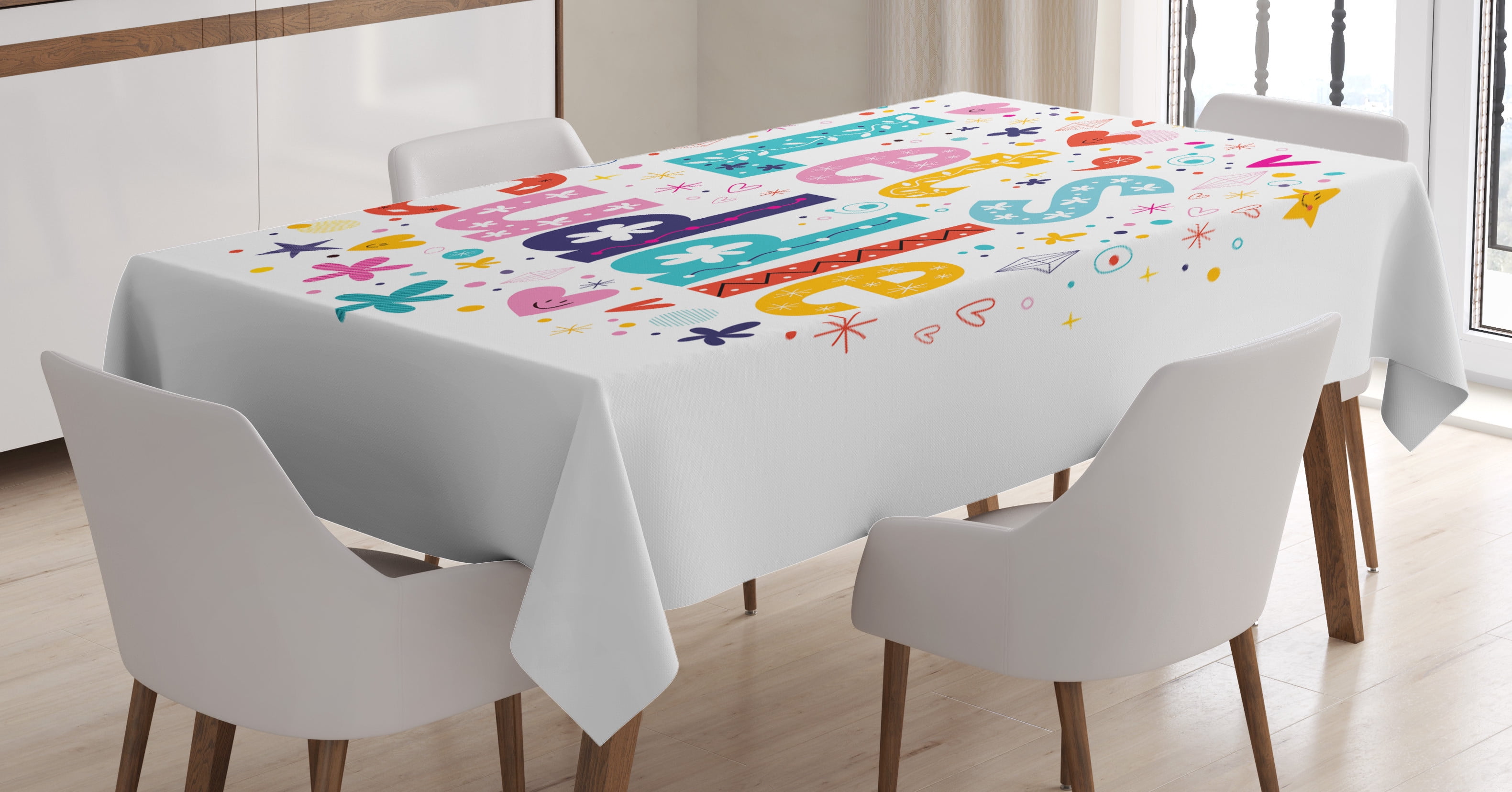 Ambesonne Lets Cuddle Tablecloth Rectangular Table Cover, Colorful and ...