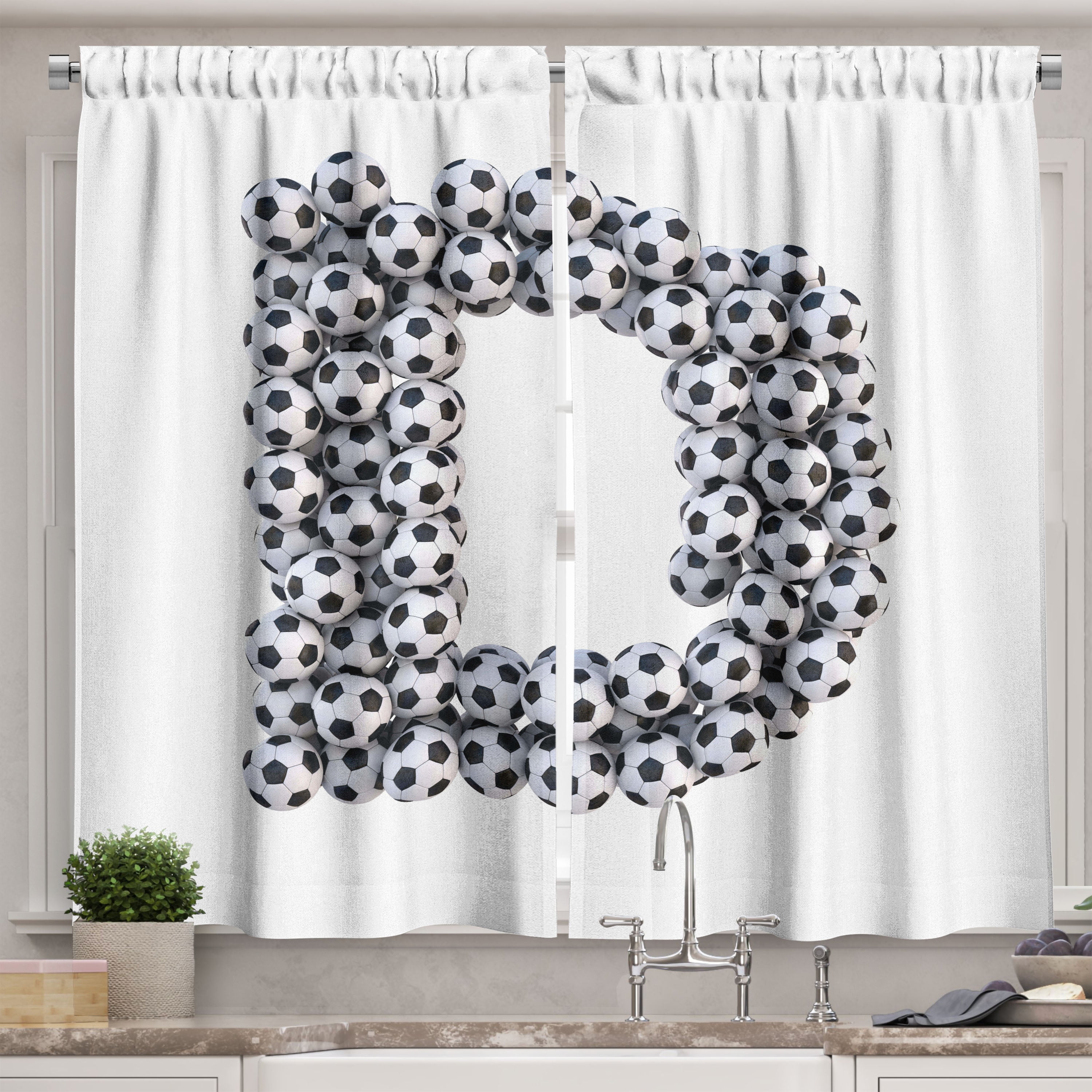 Ambesonne Letter D Kitchen Curtains, Alphabet, 55"x39", Black and White ...