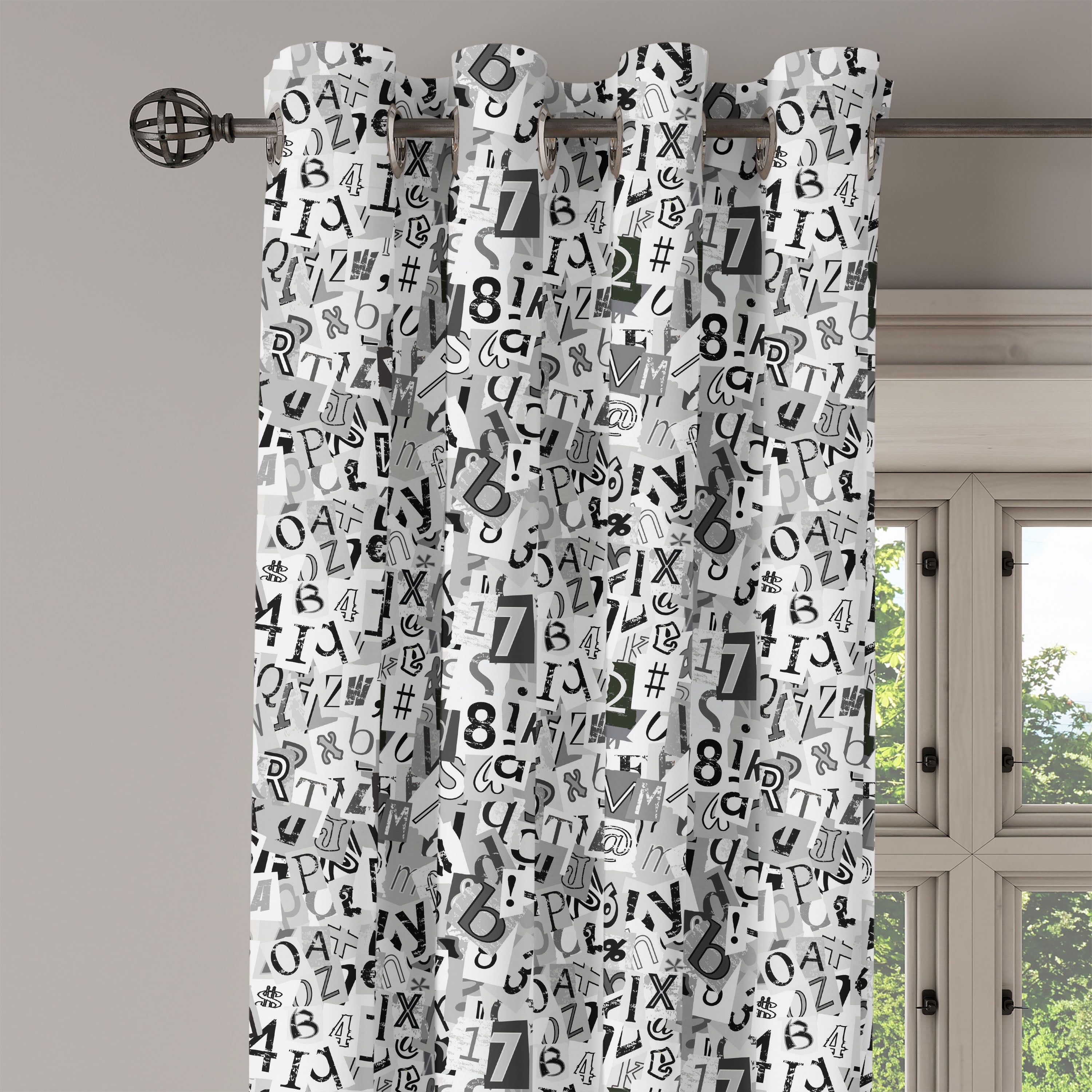 Ambesonne Letter Grommet Curtain Single Panel, Collage Style Alphabet ...