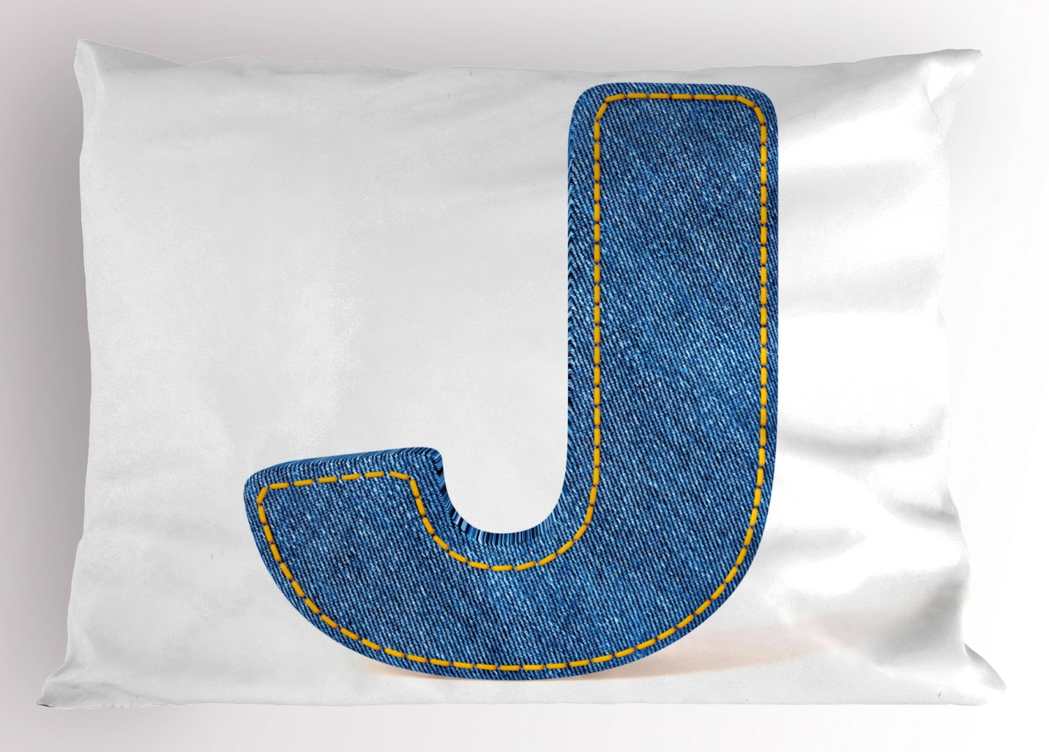 Ambesonne Letter J Pillow Sham, Theme Themed Design, 26" X 20", Blue ...
