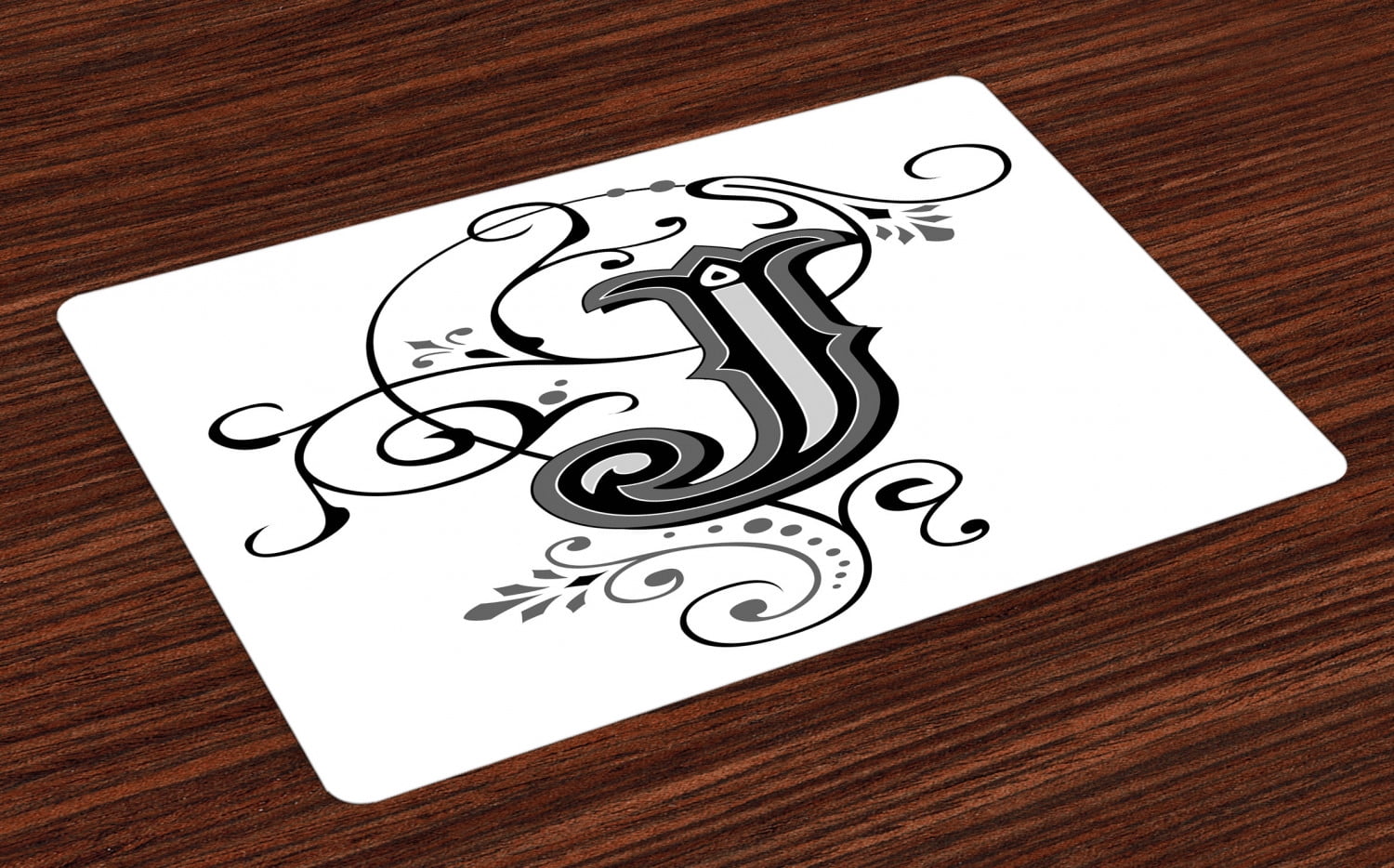 Ambesonne Letter J Place Mats Set of 4, Noble Royal Initials J ...